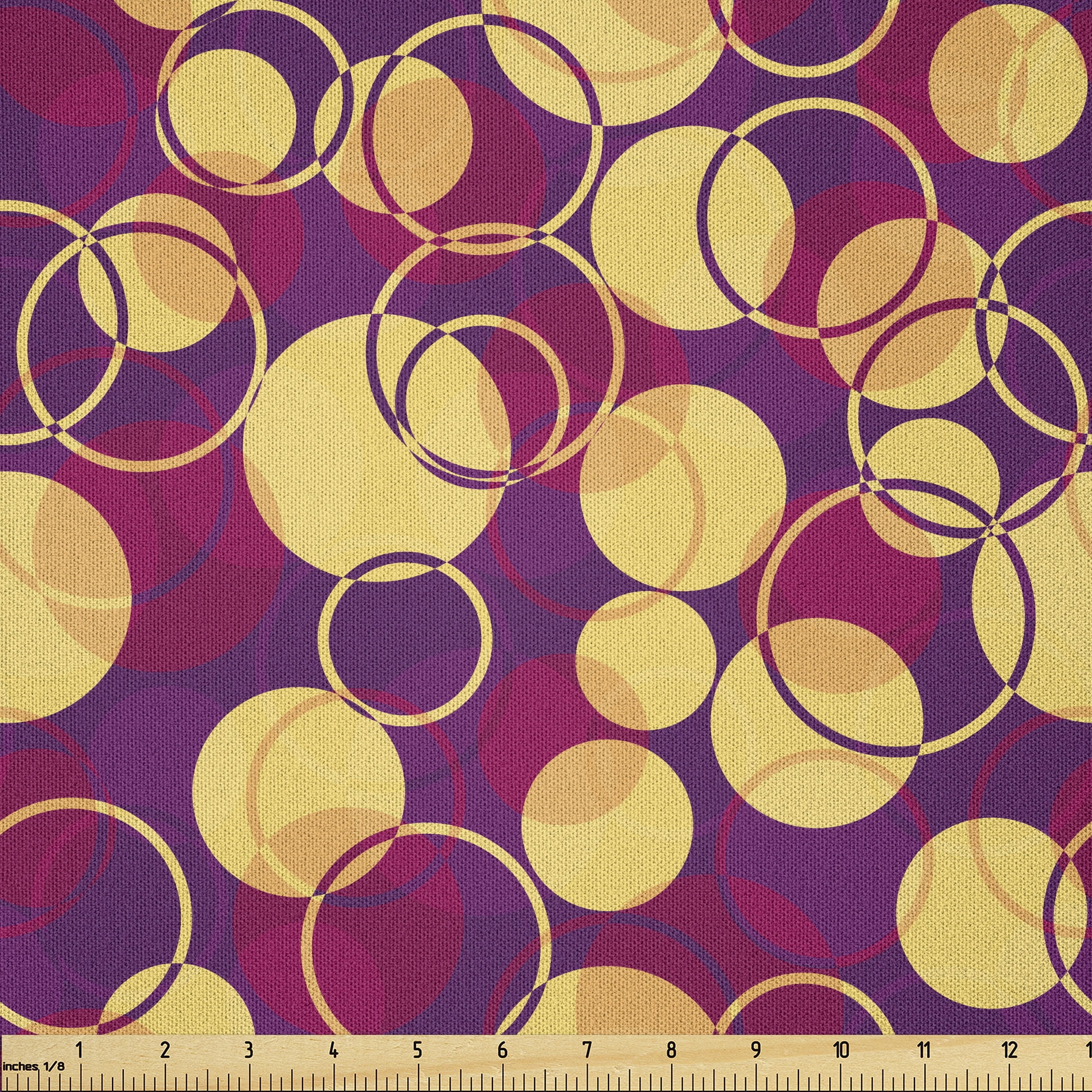 Ambesonne Abstract Fabric by the Yard Microfiber, Circles and Rings ...