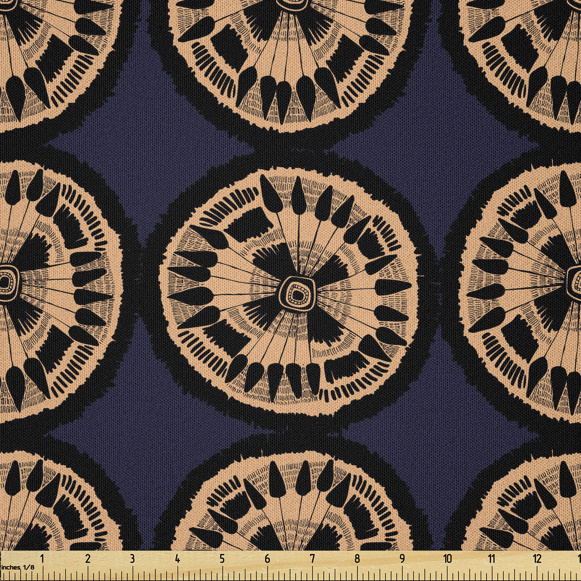 Ambesonne Abstract Fabric by the Yard Microfiber, Ethnic Circles Motifs ...