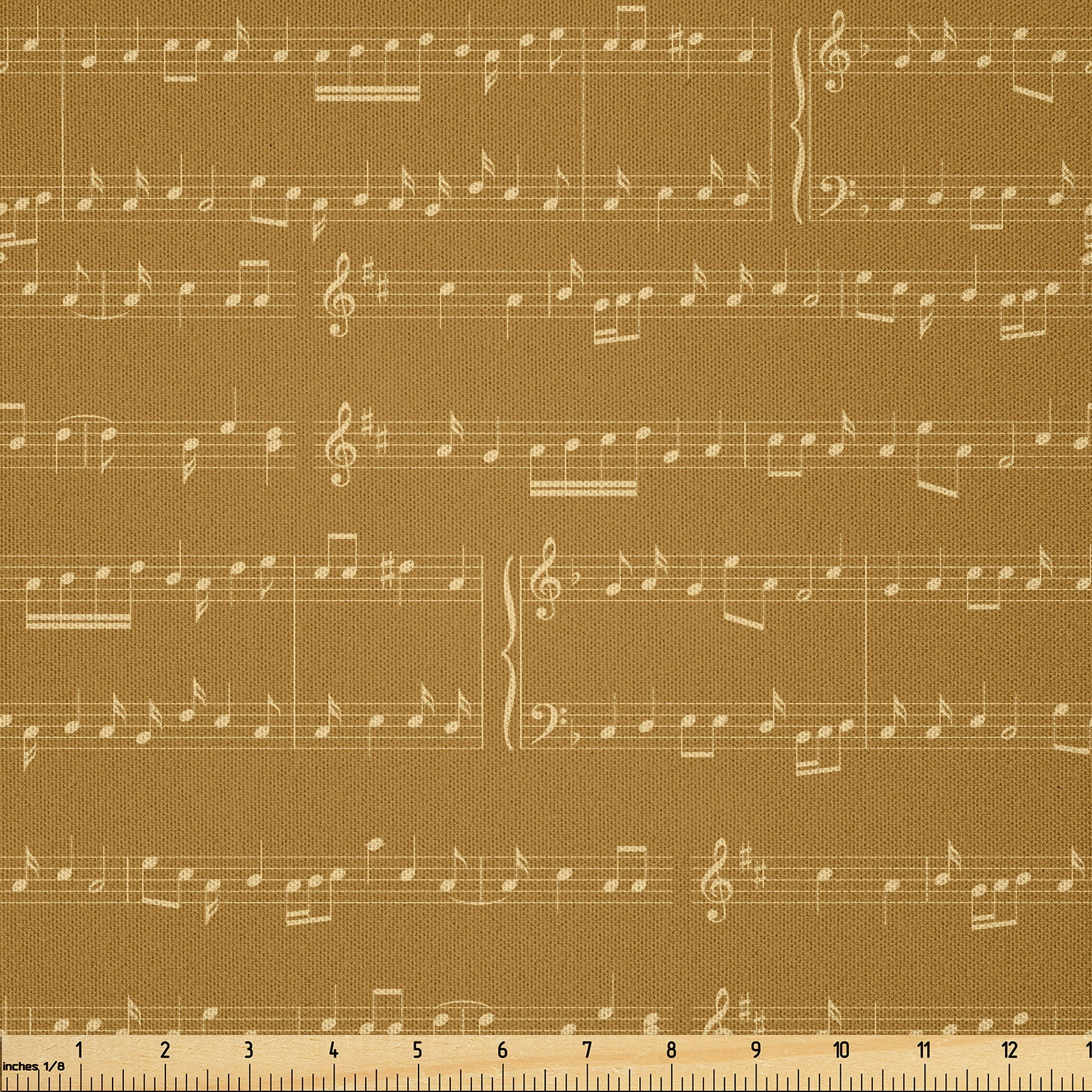 Ambesonne Abstract Fabric by the Yard Microfiber, Horizontal Music ...