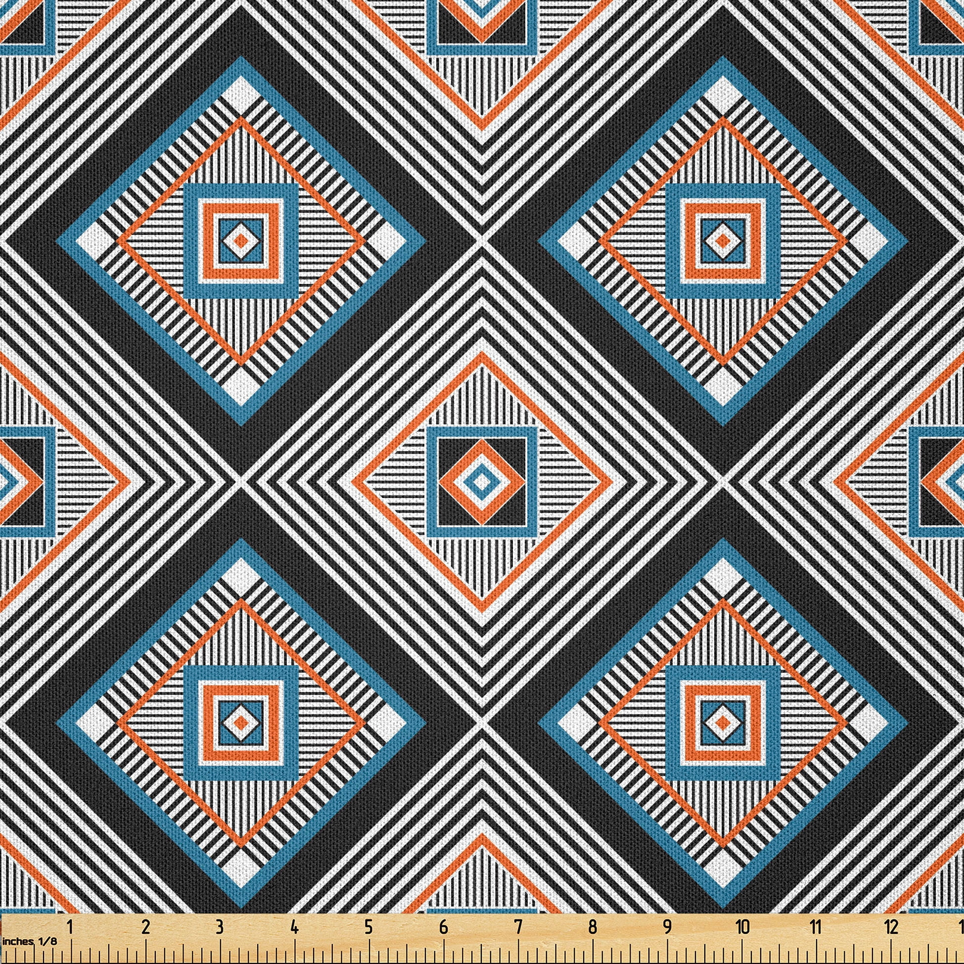 Ambesonne Abstract Fabric by the Yard Microfiber, Nested Geometric ...