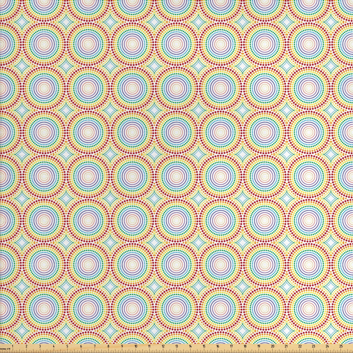 Ambesonne Abstract Fabric by the Yard Upholstery, Circular Dots Motifs ...