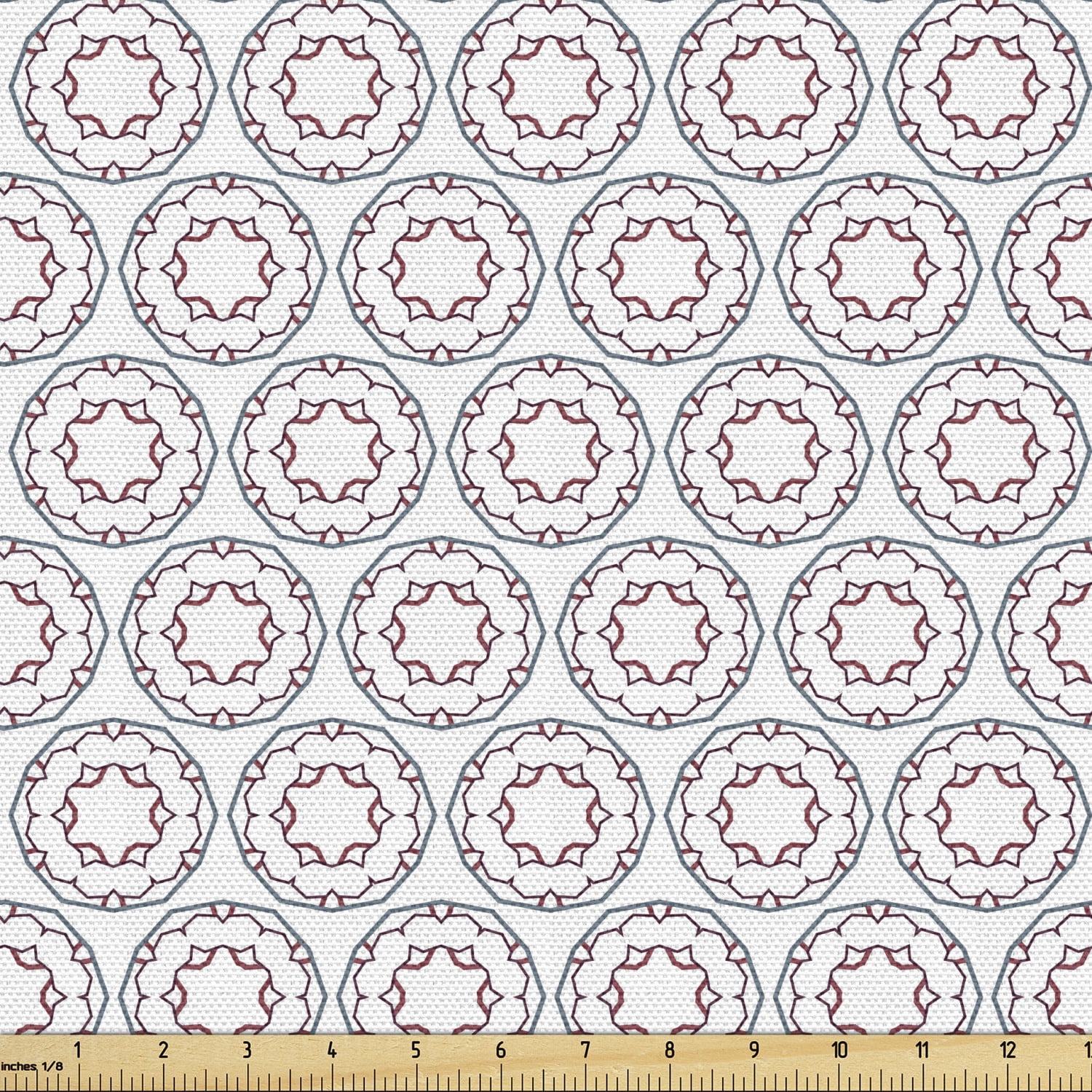 Ambesonne Abstract Fabric by the Yard Upholstery, Circular Flower ...