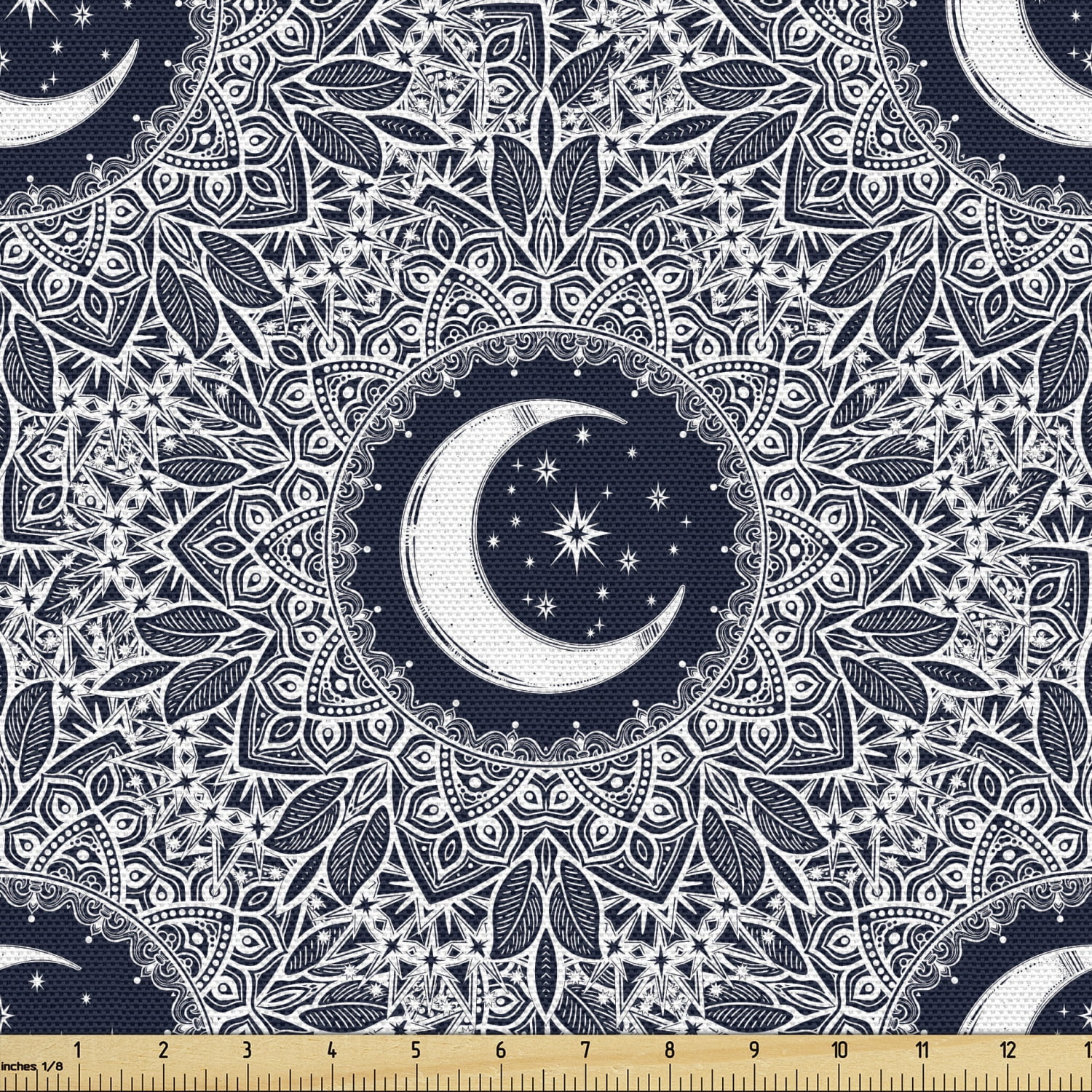 Ambesonne Abstract Fabric by the Yard Upholstery, Crescent Moon Star ...