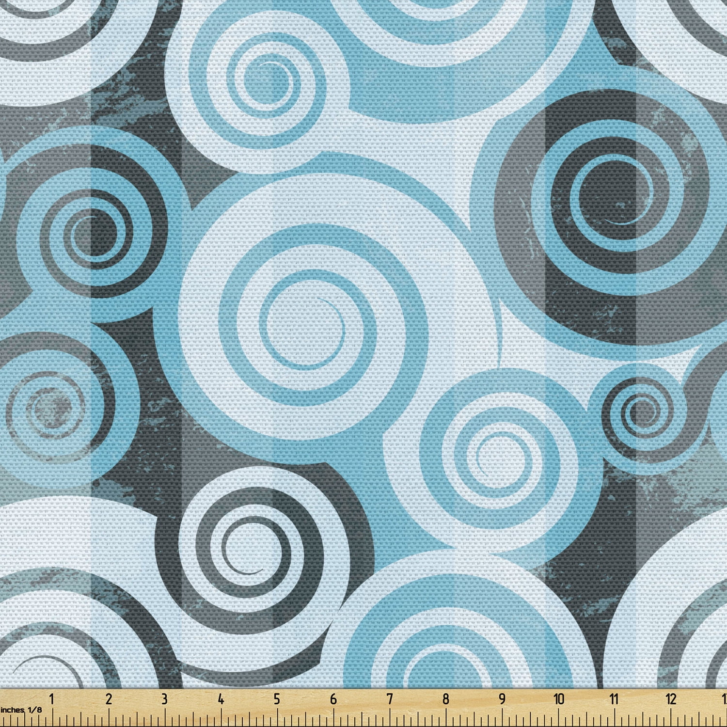 Ambesonne Abstract Fabric by the Yard Upholstery, Grunge Art Spiral ...