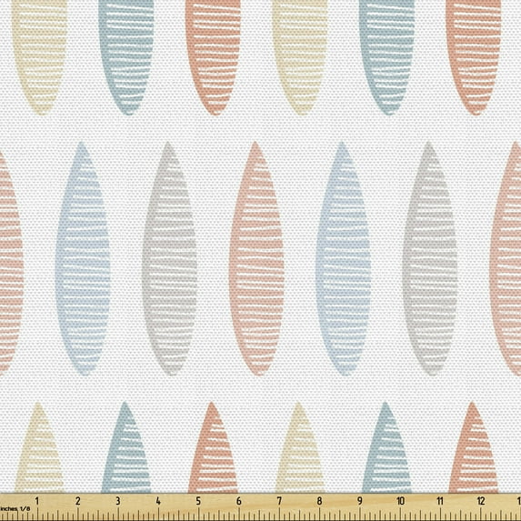 Ambesonne Abstract Fabric by the Yard Upholstery, Lines Pattern Leaves ...