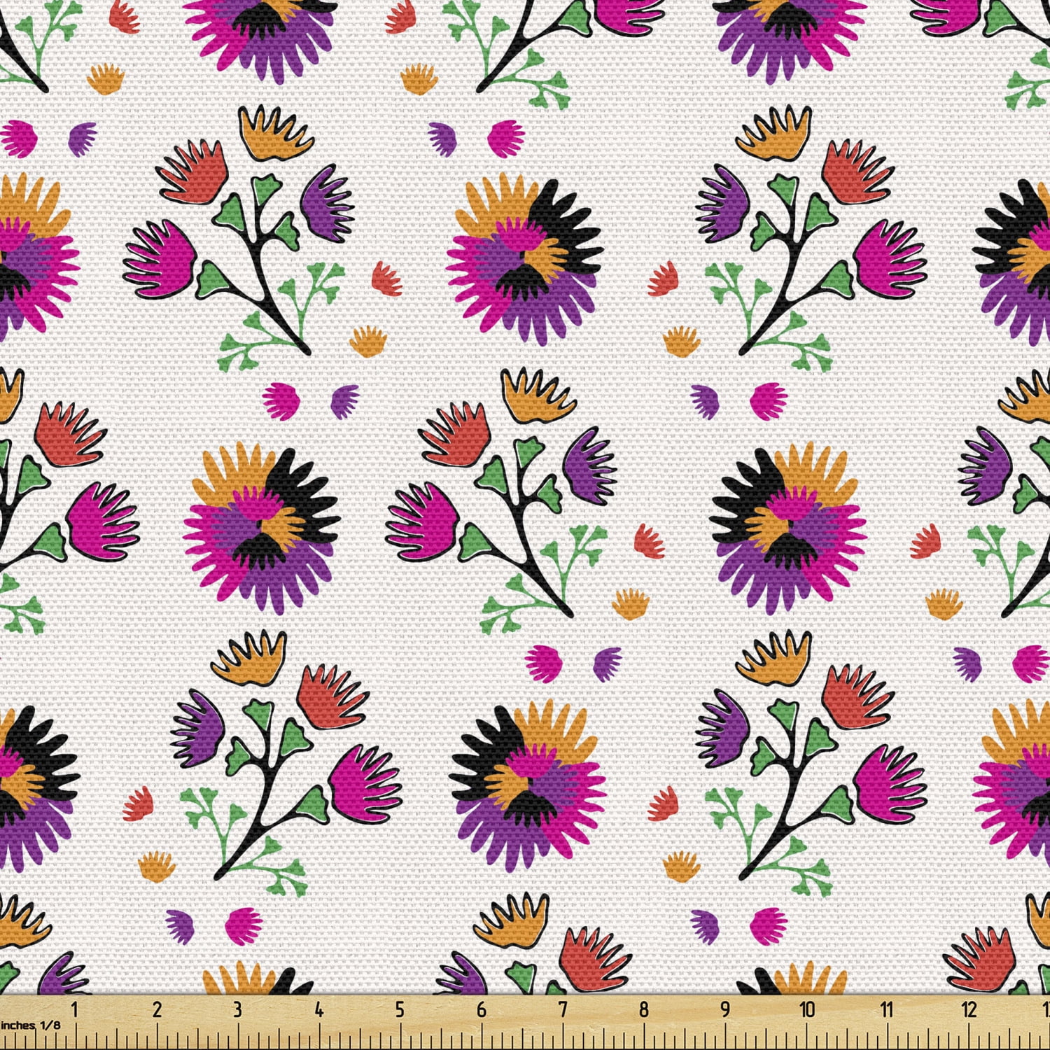 Ambesonne Abstract Fabric by the Yard Upholstery, Quirky Cartoonish ...