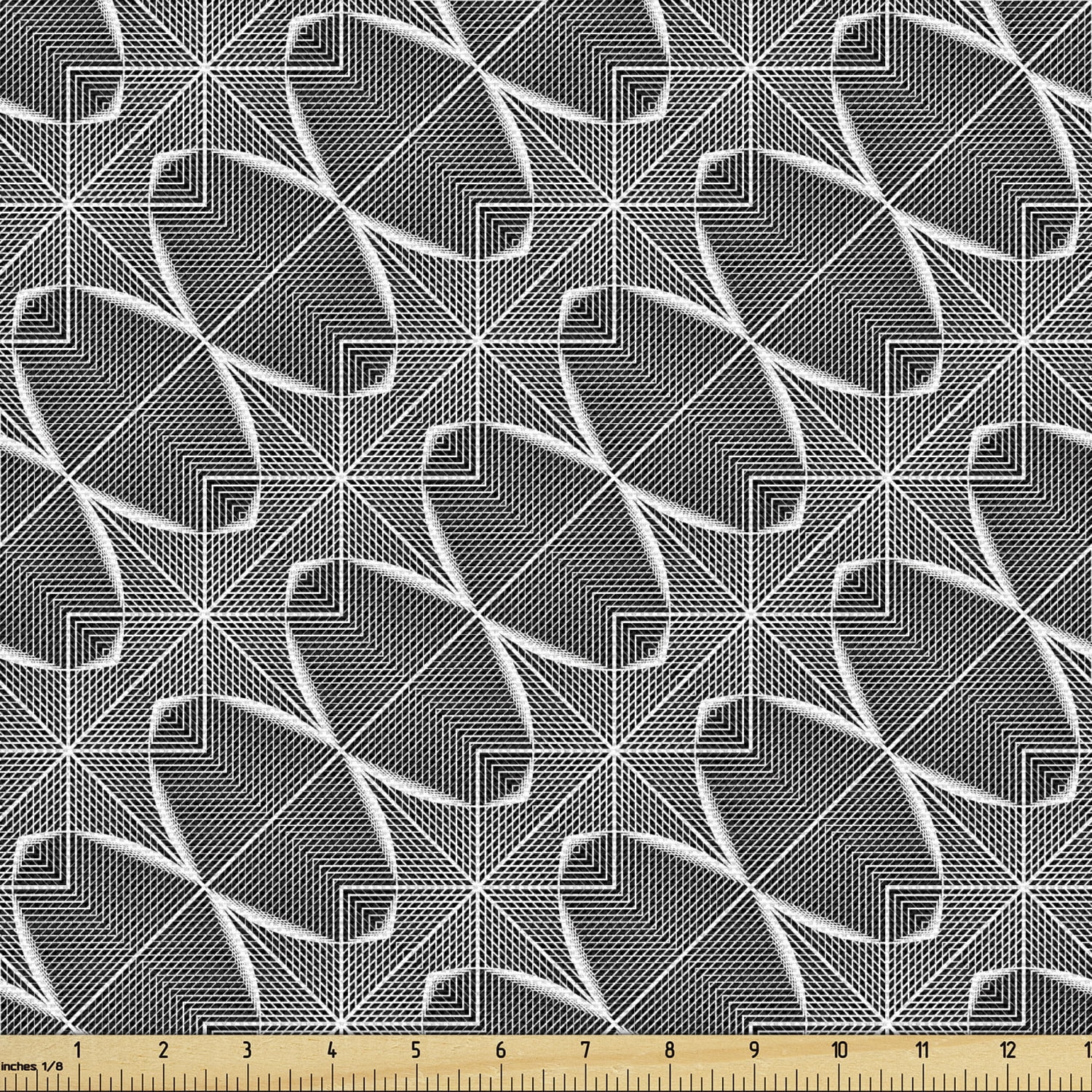 Ambesonne Abstract Fabric by the Yard Upholstery, Round Geometric ...