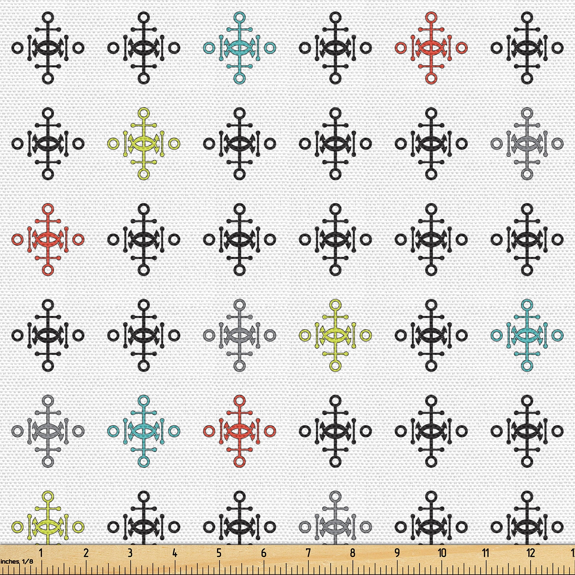 Ambesonne Abstract Fabric by the Yard Upholstery, Small Anchors Pattern ...