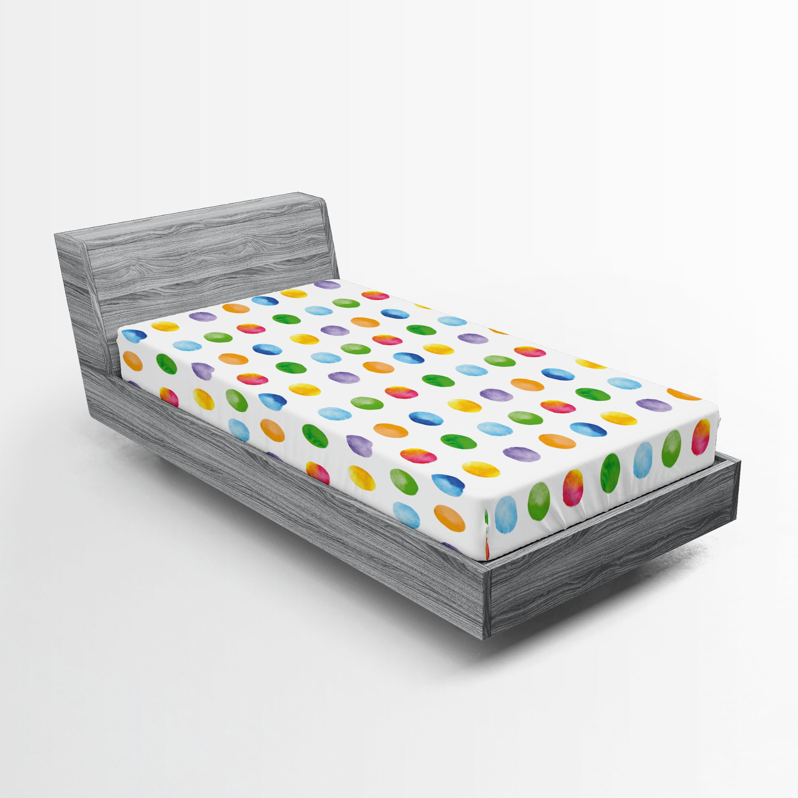 Ambesonne Abstract Fitted Sheet 2 Pcs Set, Colored Big Polka Dots, Twin ...