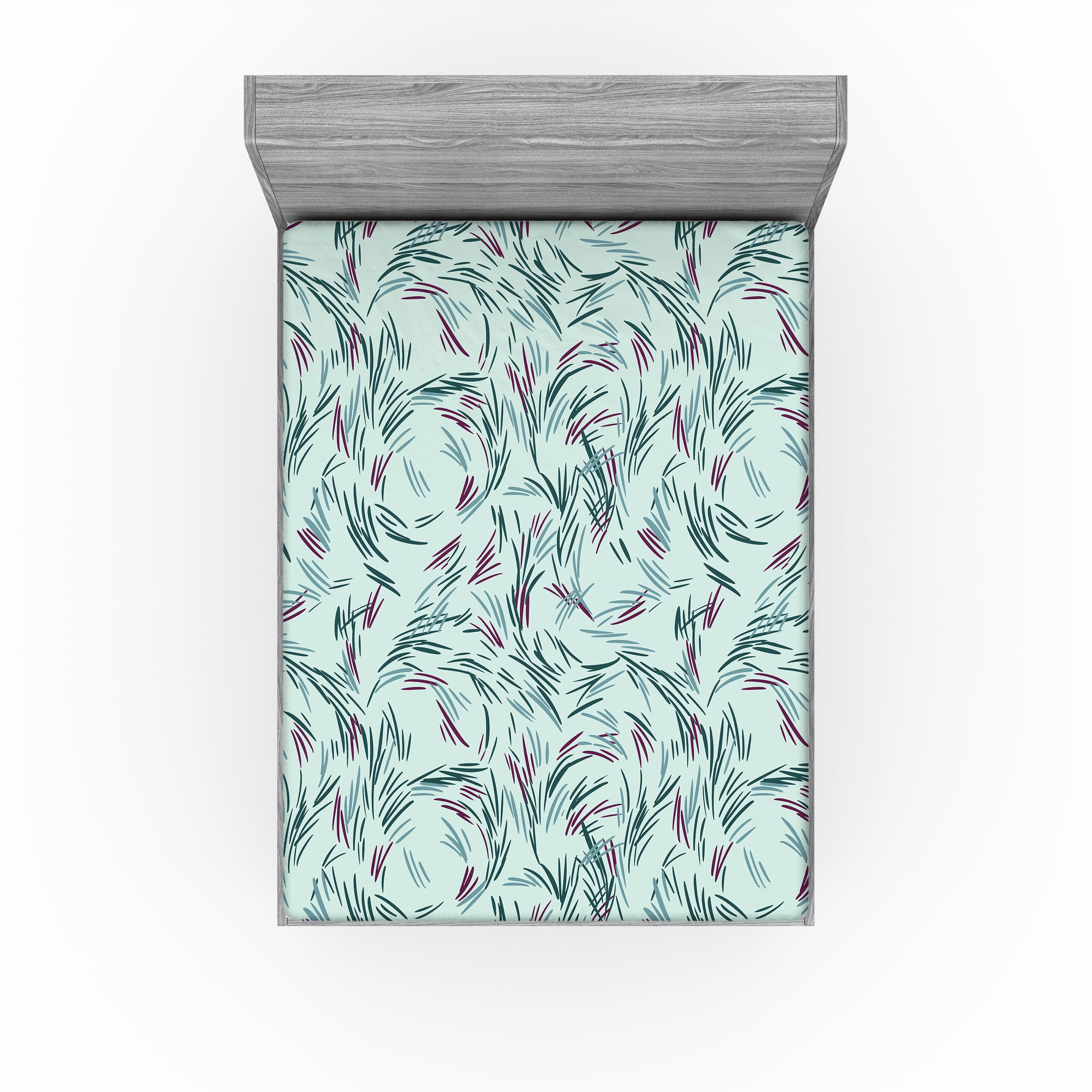Ambesonne Abstract Fitted Sheet, Minimal Swirly Dash Lines, King Size ...