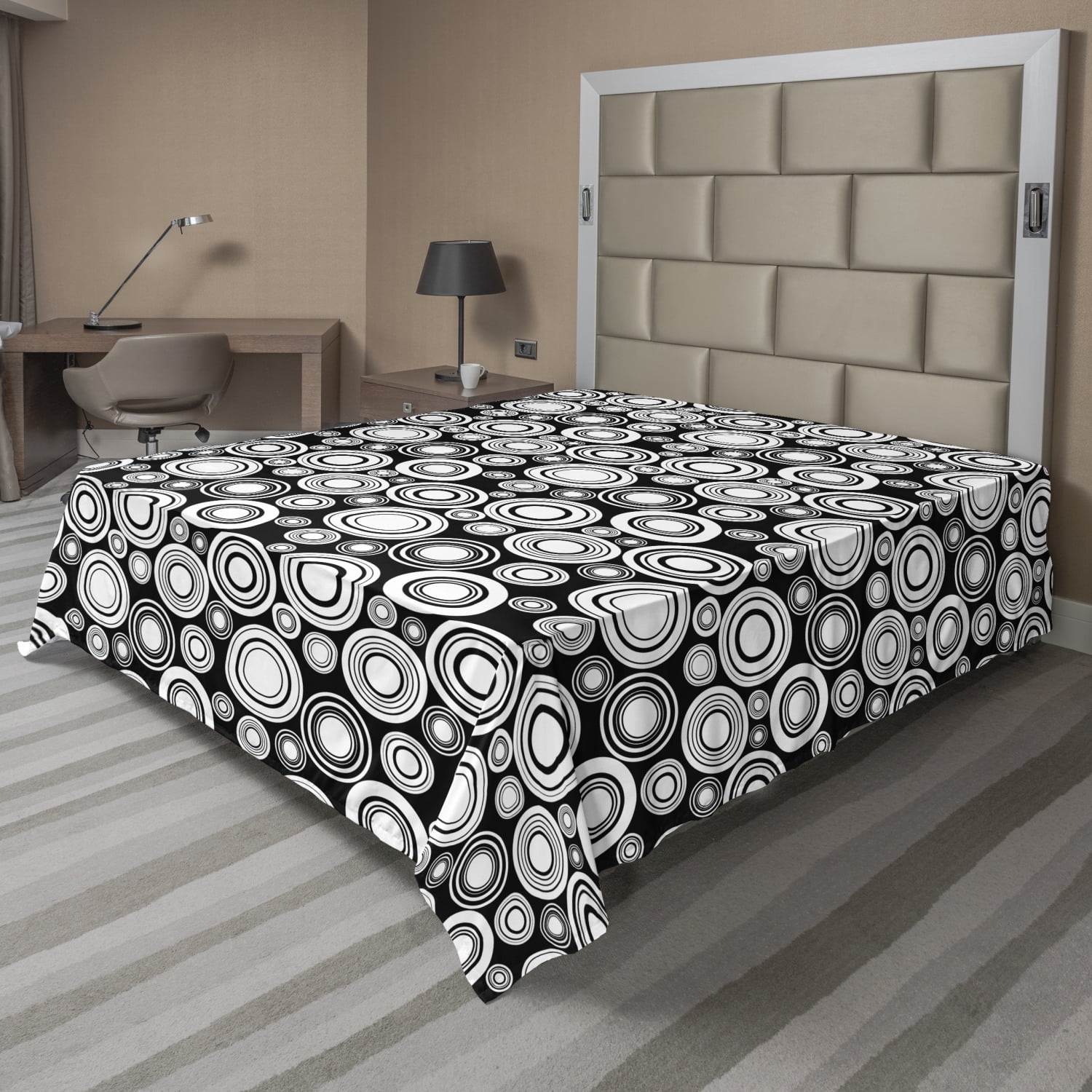 Ambesonne Abstract Flat Sheet, Contemporary Style, Full Size, Black and ...