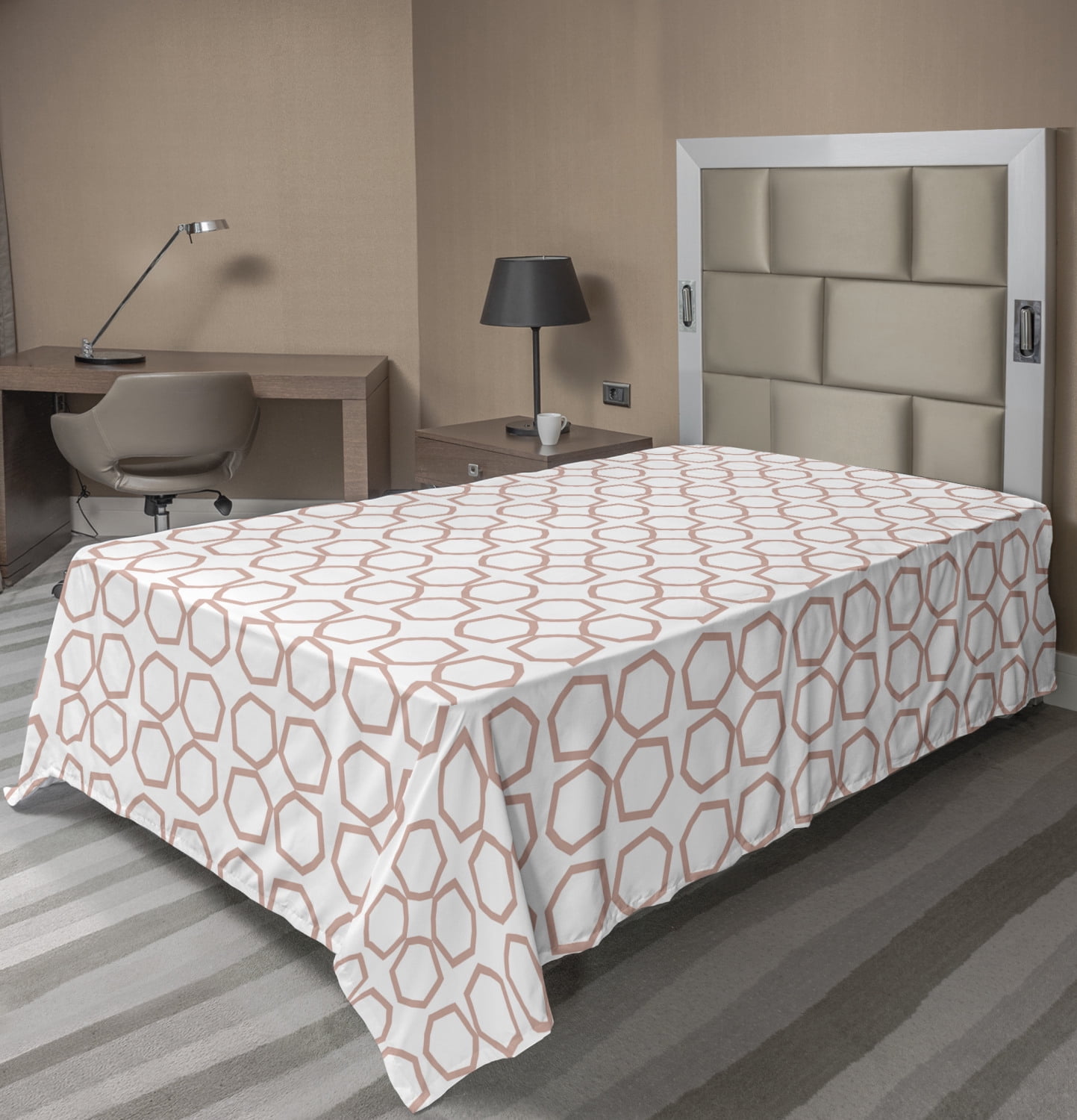 Ambesonne Abstract Flat Sheet, Cubic Formed Motifs Art, Twin Size ...
