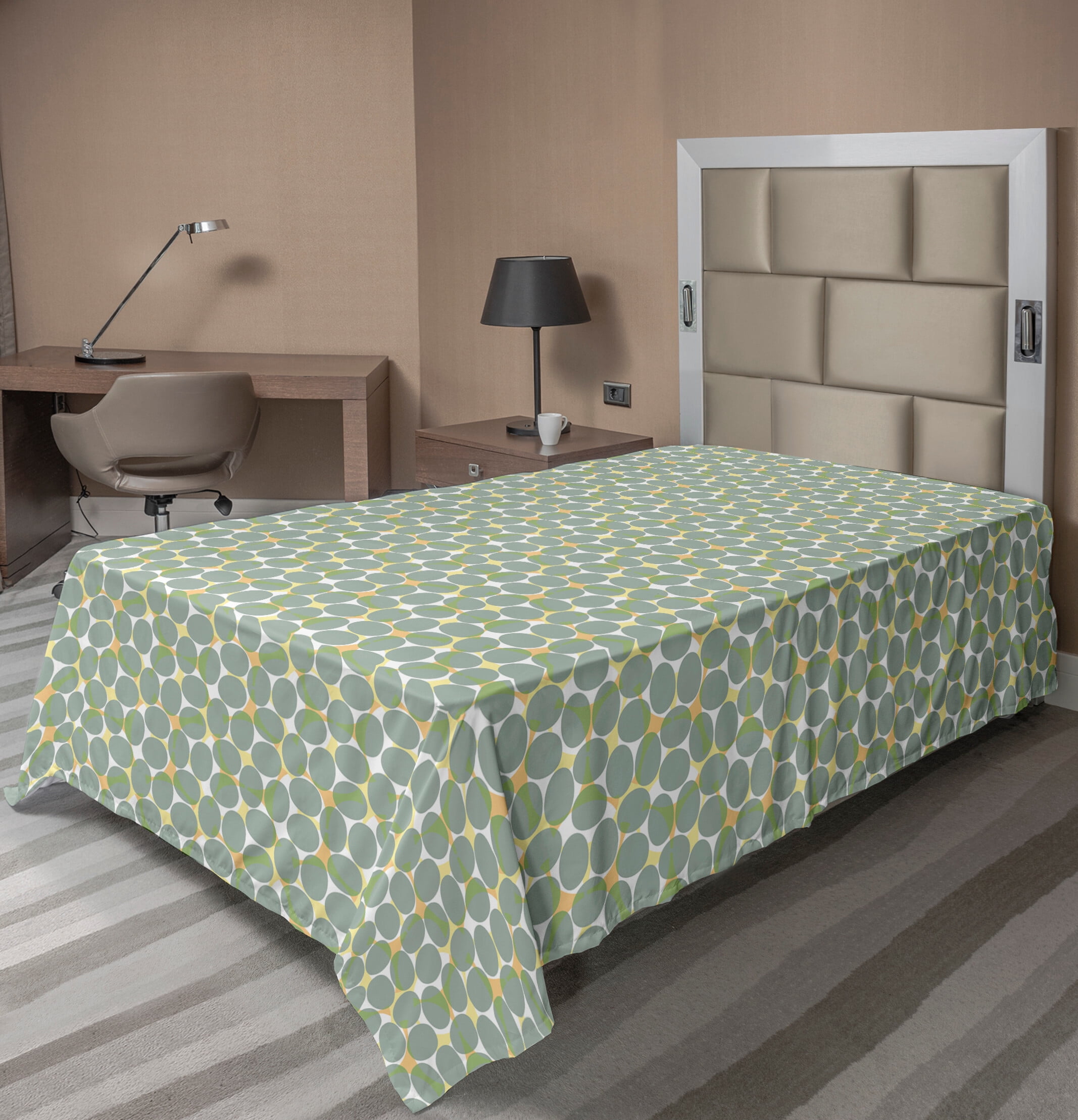 Ambesonne Abstract Flat Sheet, Pastel Overlapping Ovals, Twin Size ...