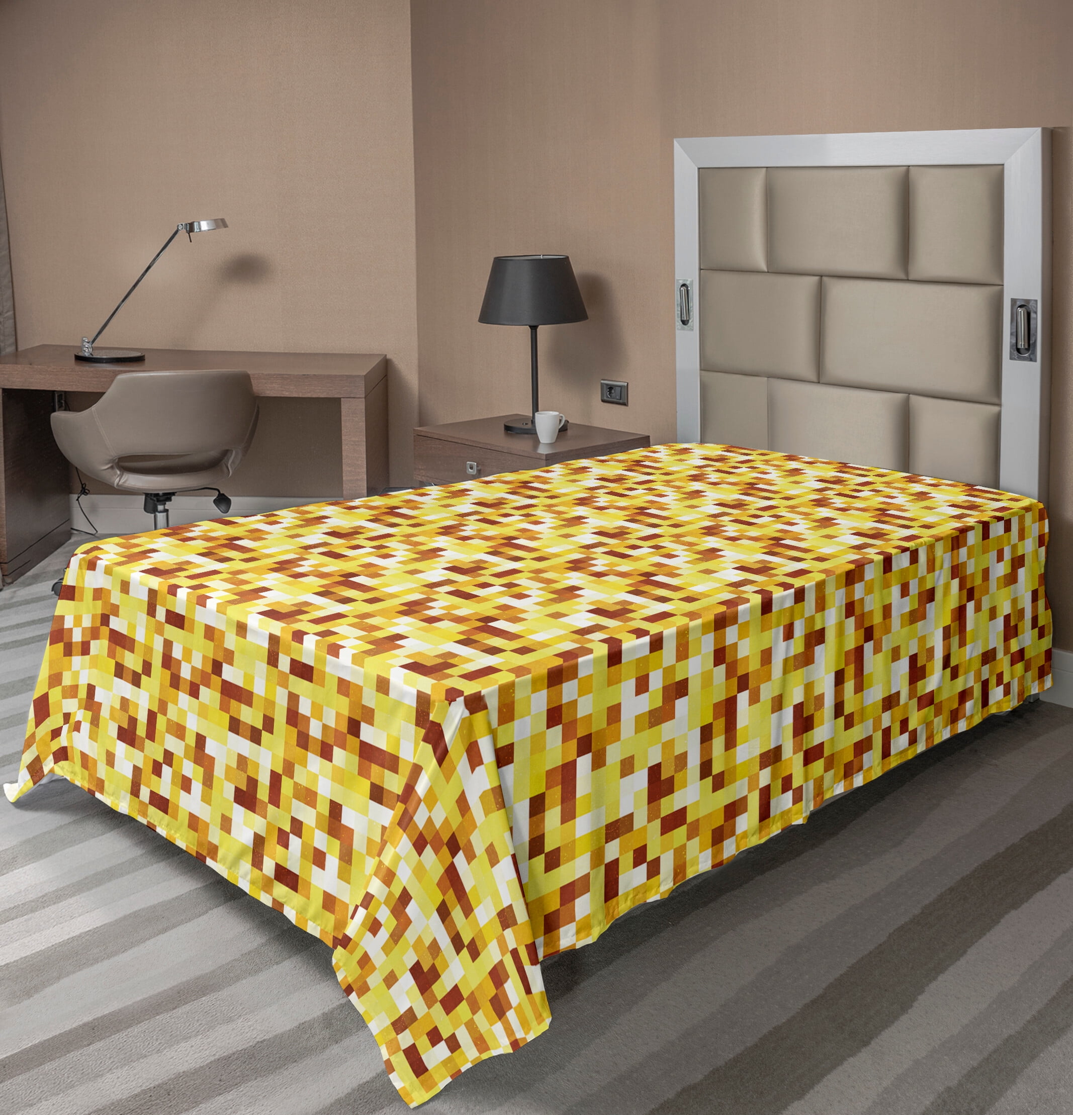 Ambesonne Abstract Flat Sheet, Pixel Art Grunge Squares, Twin Size ...