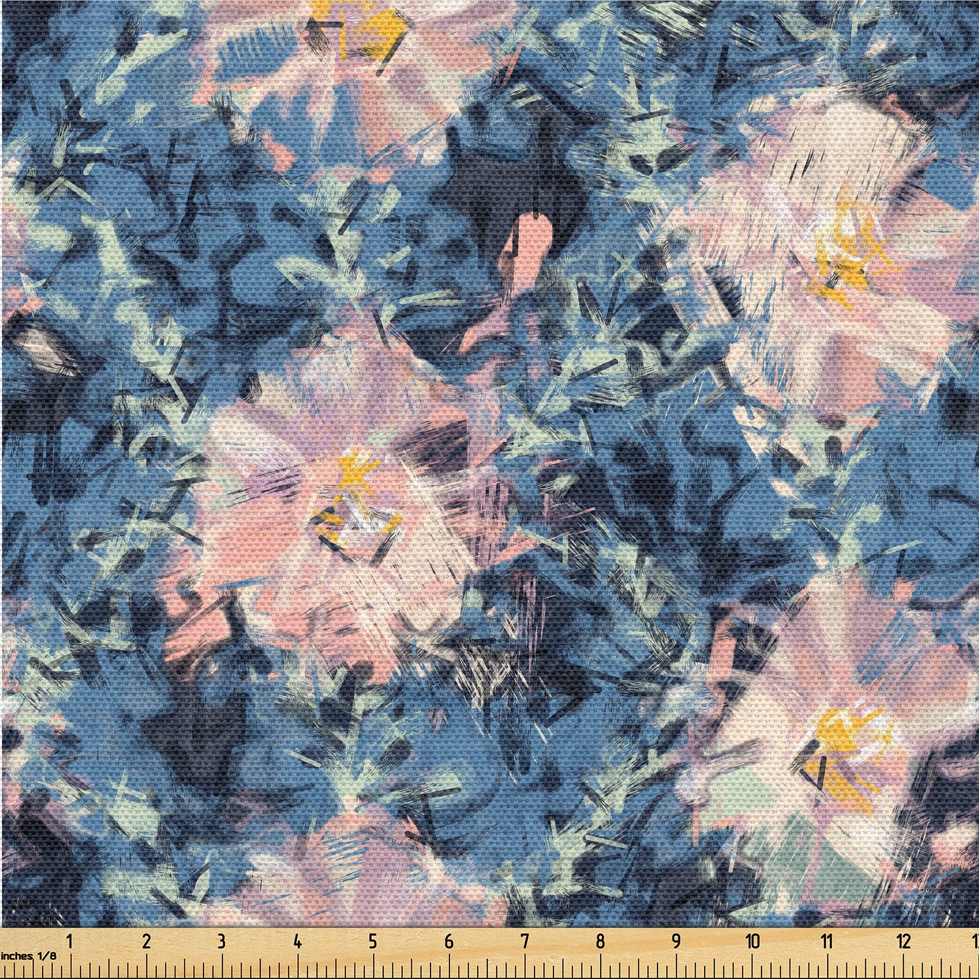 Ambesonne Abstract Floral Fabric by the Yard Upholstery, Spring Art ...