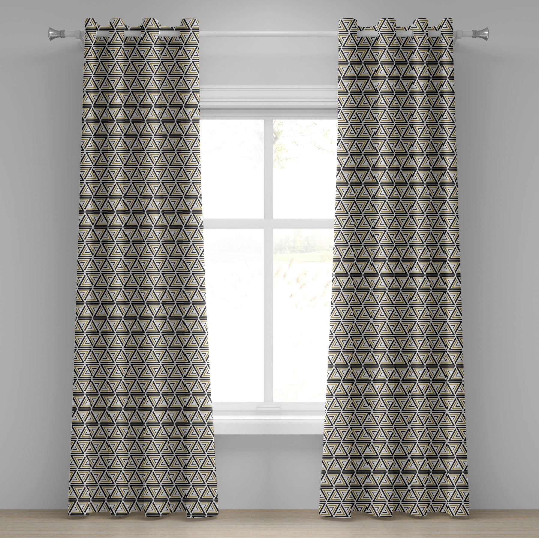 Ambesonne Abstract Grommet Curtain, Angled Stripes Mosaic, 50" x 96 ...