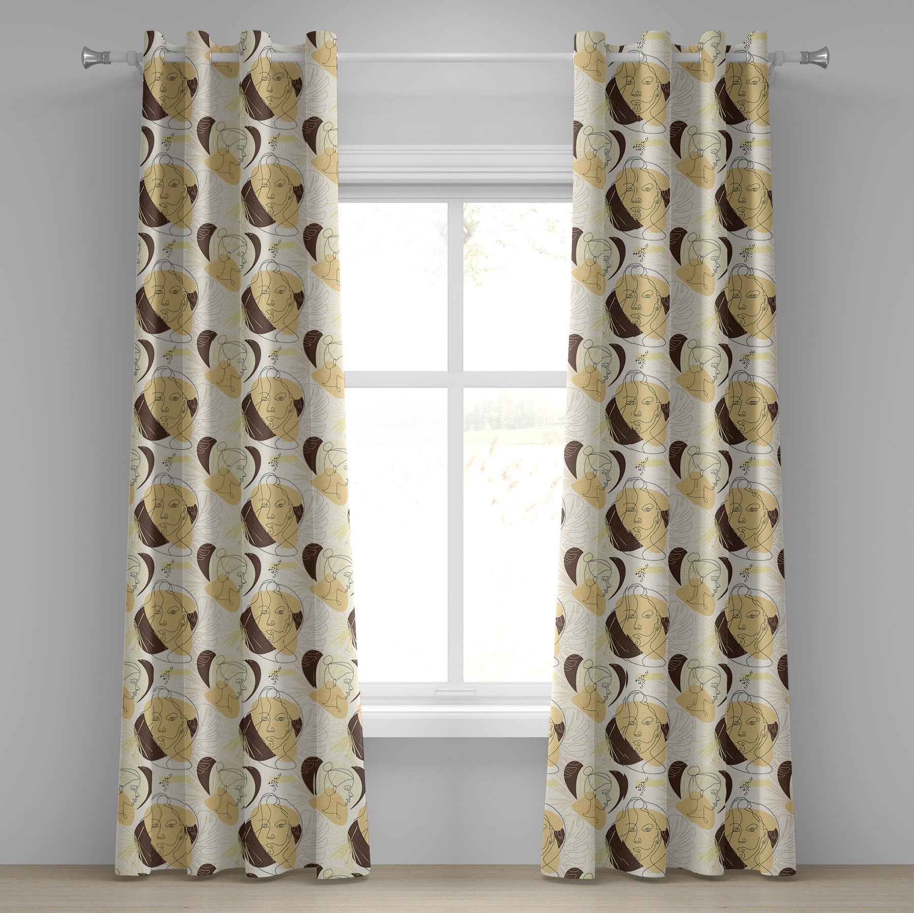 Ambesonne Abstract Grommet Curtain, Lady Silhouette Leafy Art, 50"x120 ...