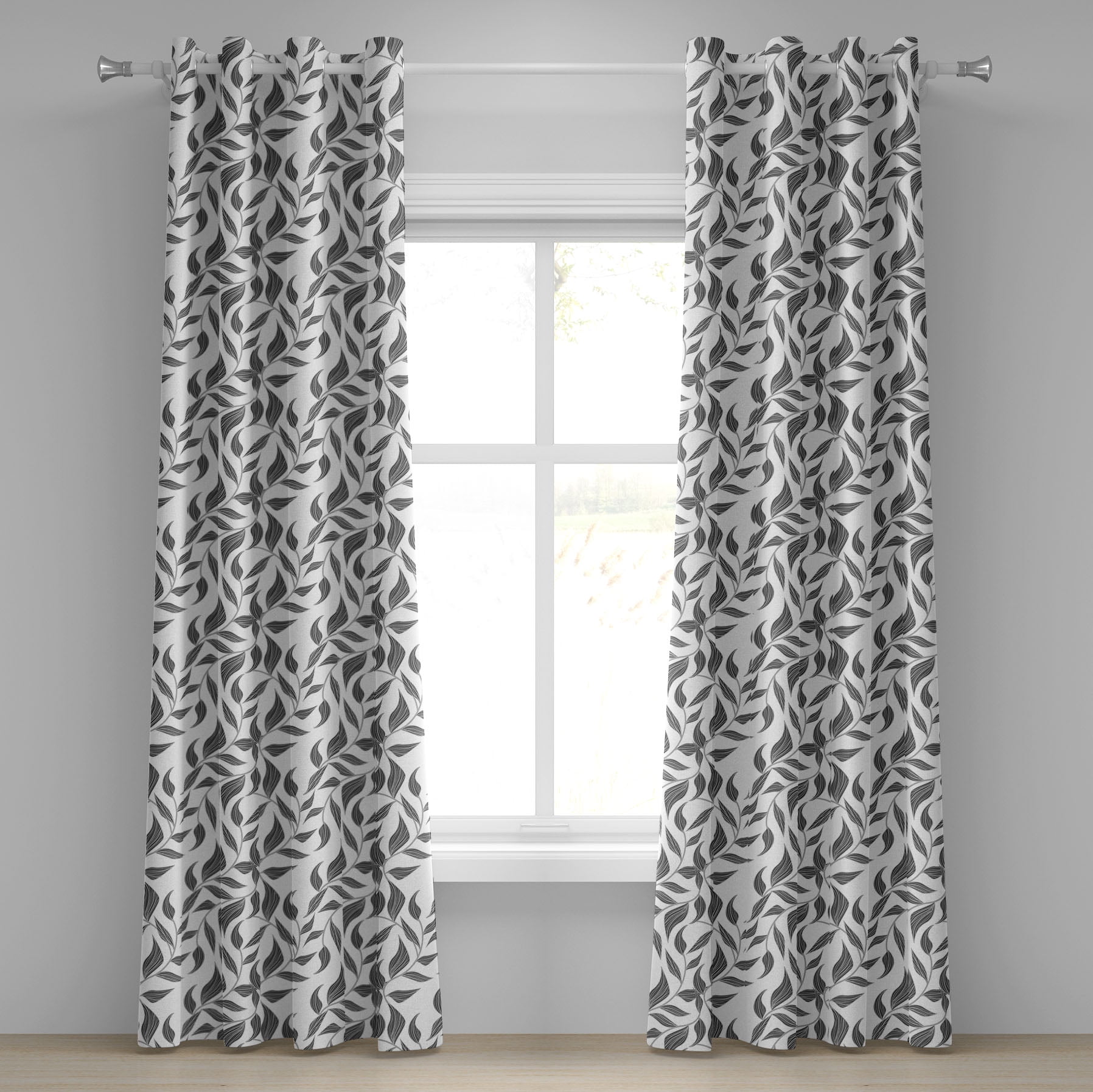 Ambesonne Abstract Grommet Curtain, Leaves on Vines Nature, 50" x 72 ...