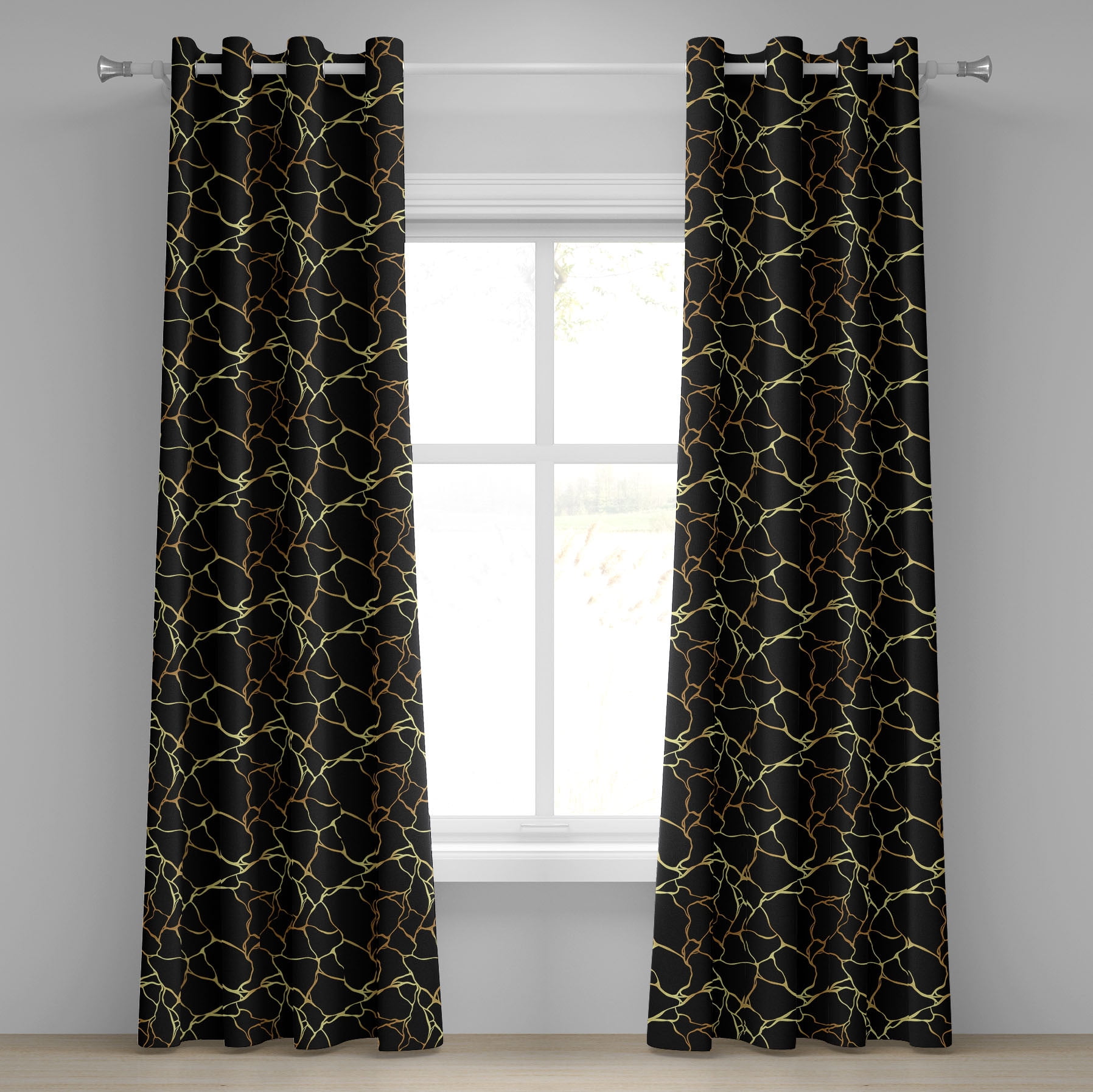 Ambesonne Abstract Grommet Curtain, Stone Marble Look Print, 50"x108 ...