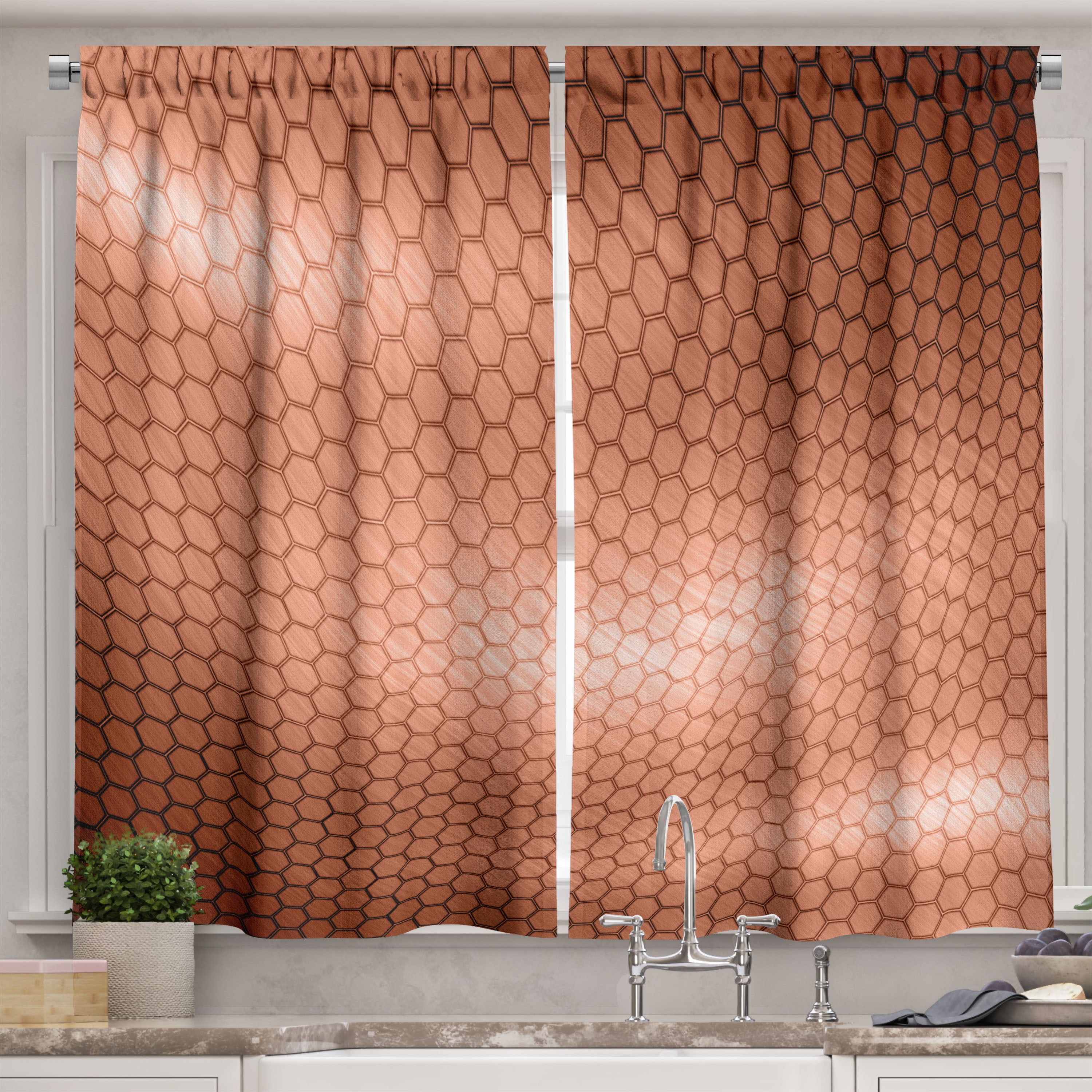 Ambesonne Abstract Kitchen Curtains, Comb Pattern Waves, 55"x39", Pale ...