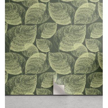Ambesonne Art Deco Peel & Stick Wallpaper for Home, Jungle Leaves ...