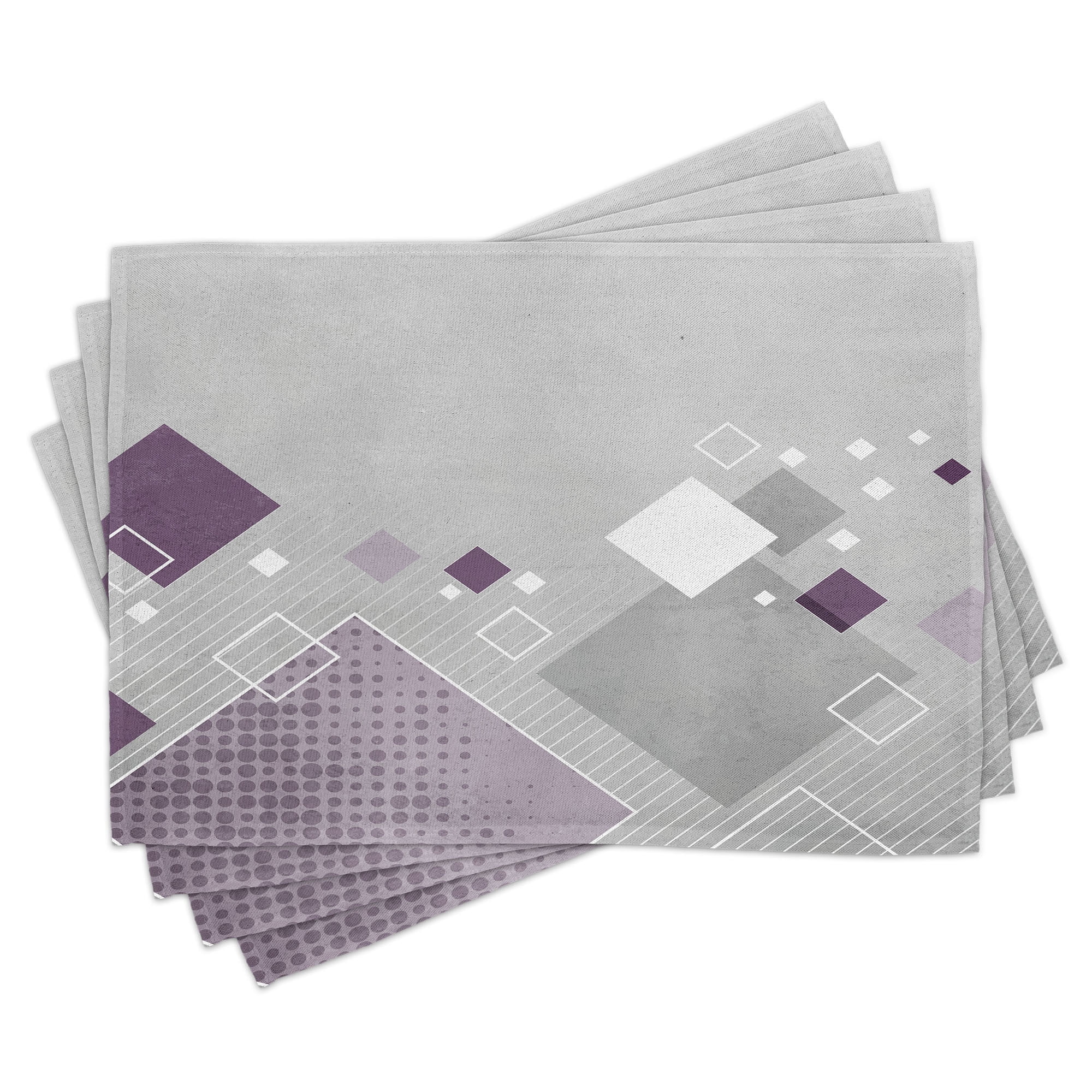 Ambesonne Abstract Place Mats Set of 4, Colorful Squares Dots, Standard ...