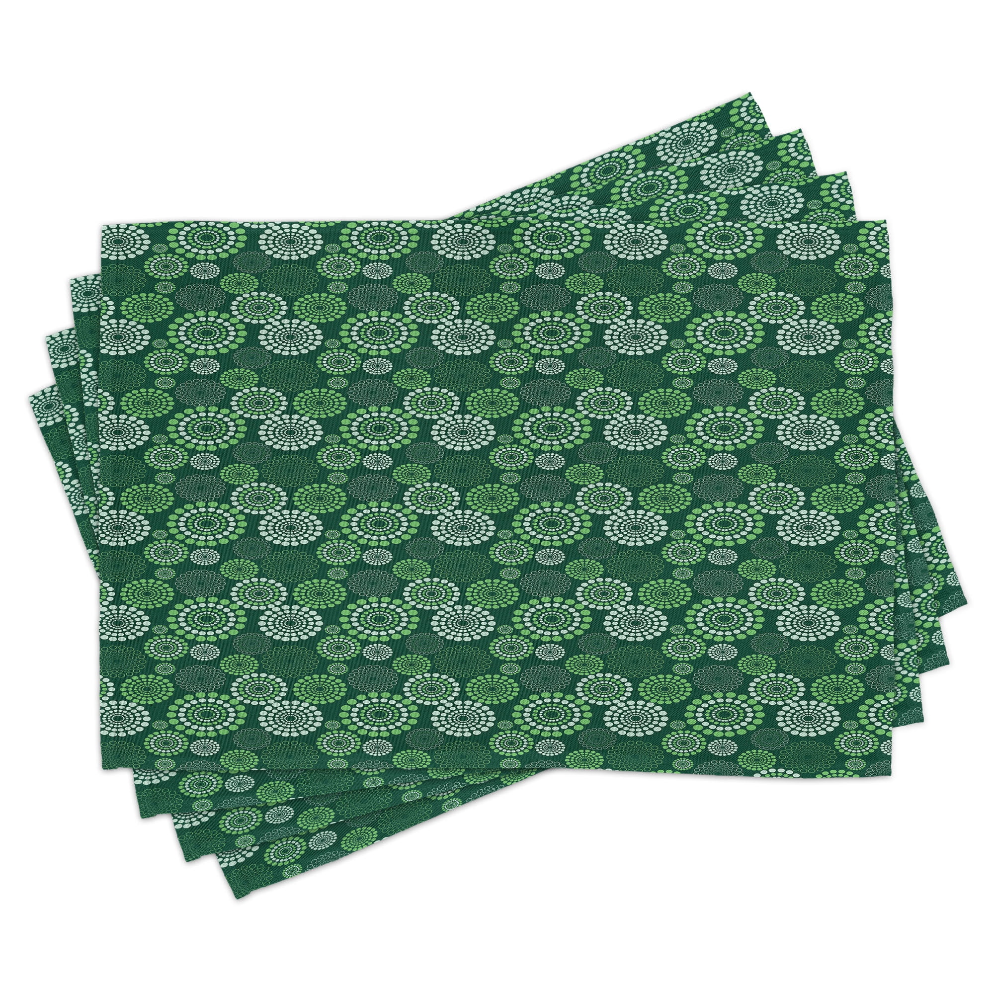 Ambesonne Abstract Place Mats Set of 4, Green Dotted Pattern, Standard ...