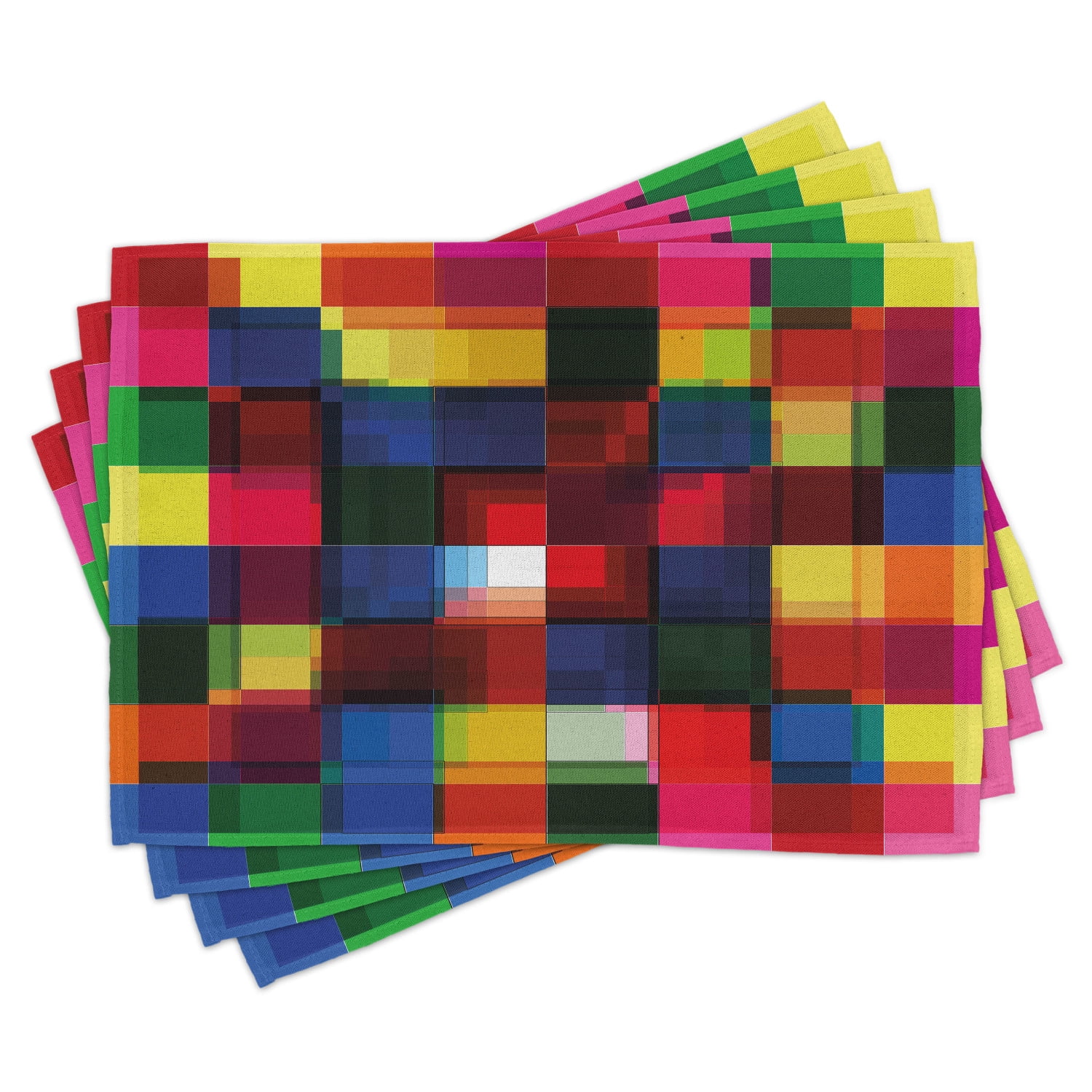 Ambesonne Abstract Place Mats Set of 4, Halftoned Mosaic Tile, Standard ...