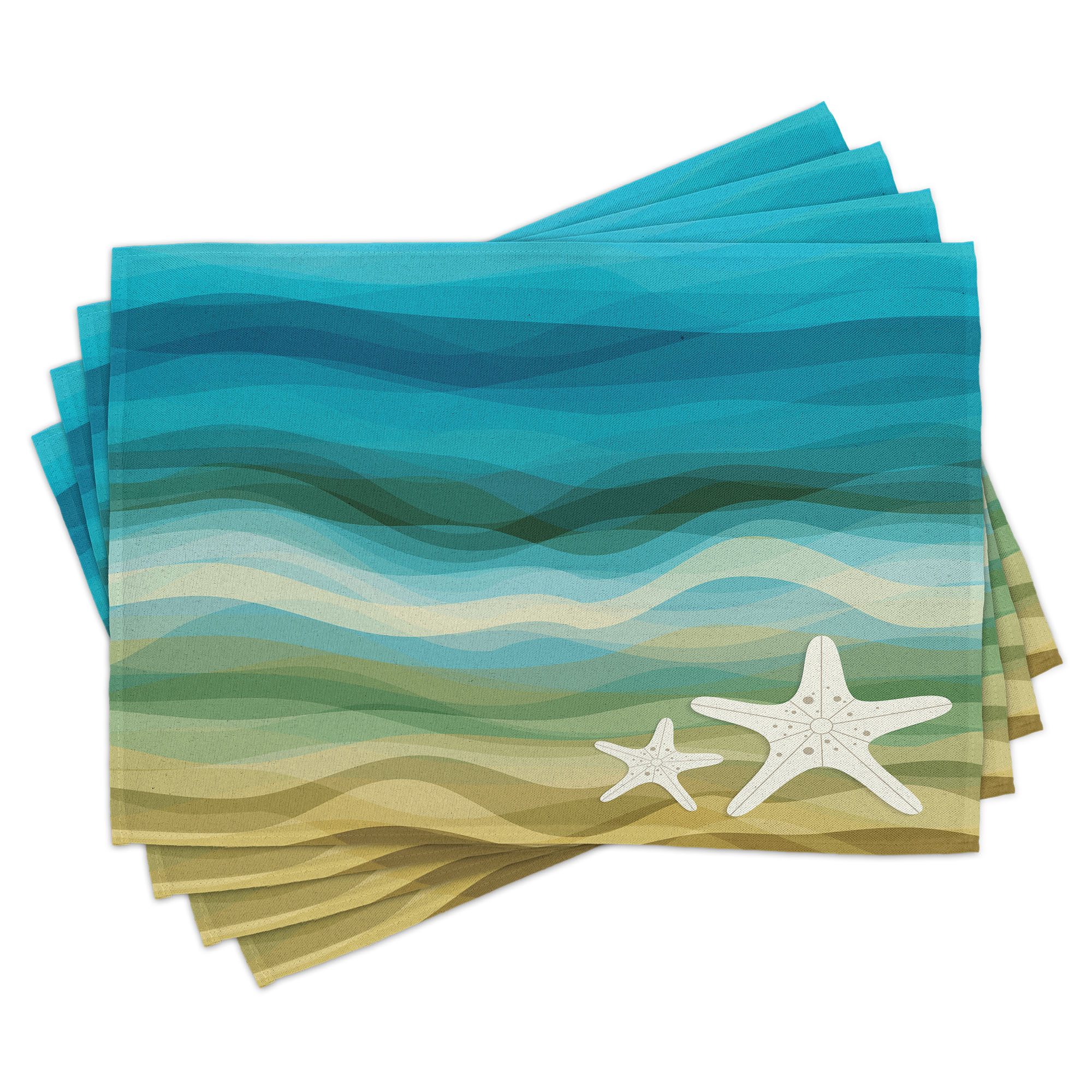 Ambesonne Abstract Place Mats Set of 4, Modern Waves Starfish, Standard ...