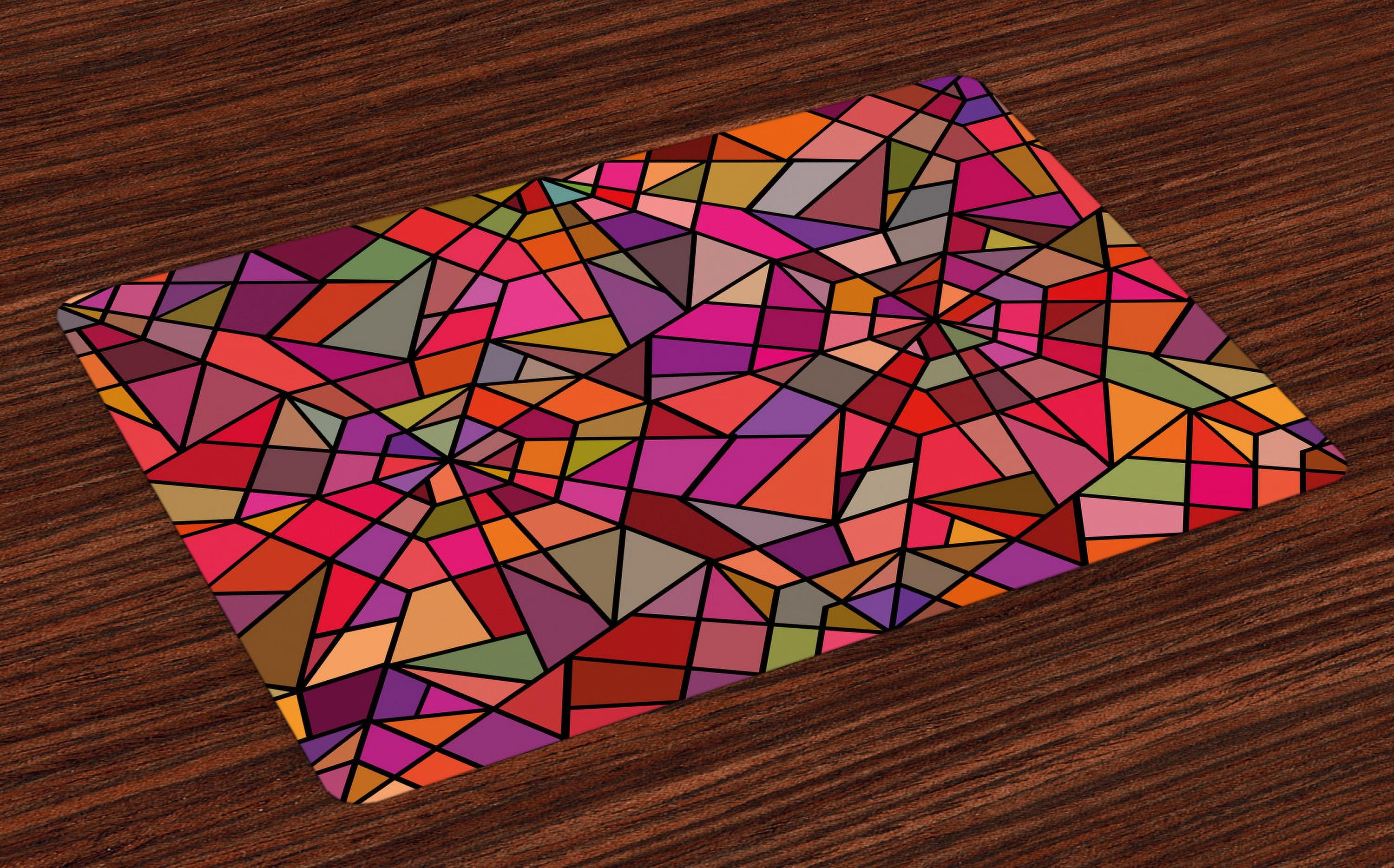 Ambesonne Abstract Place Mats Set of 4, Vitray Mosaic Triangle ...