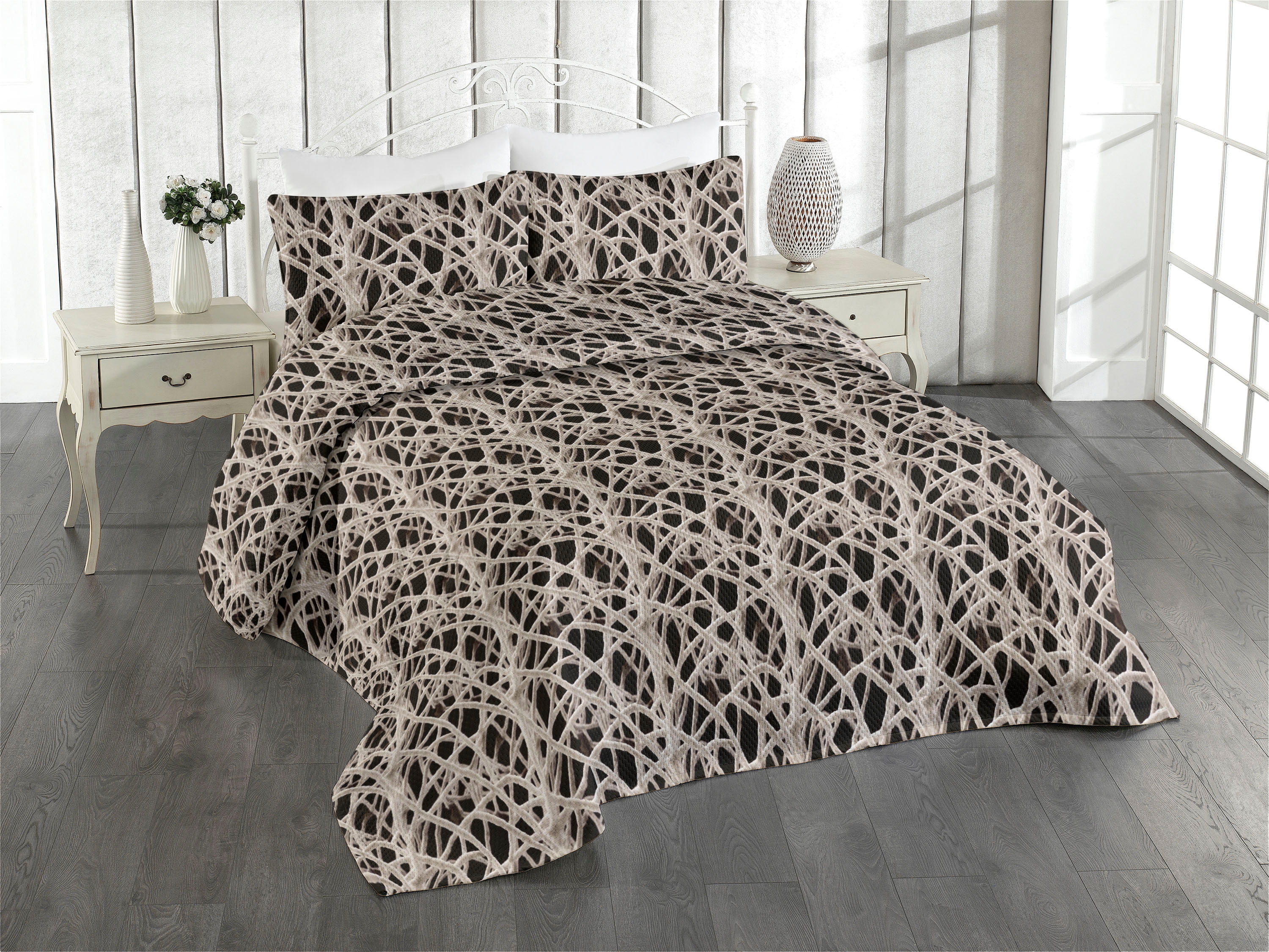 Ambesonne Abstract Quilted Bedspread Set 3 Pcs, Branches Art ...