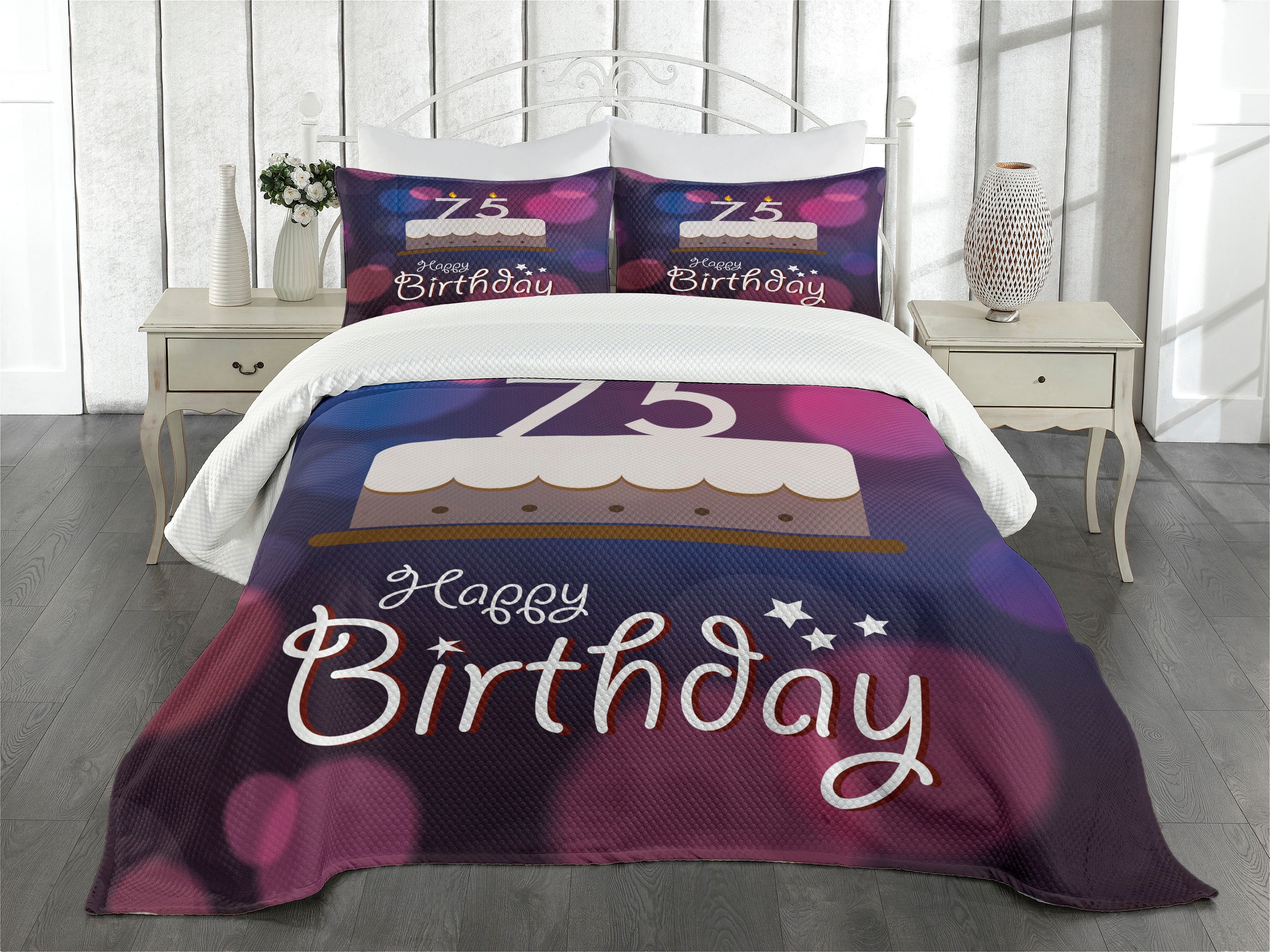 Ambesonne Abstract Quilted Bedspread Set 3 Pcs, Graphic Cake, Queen ...