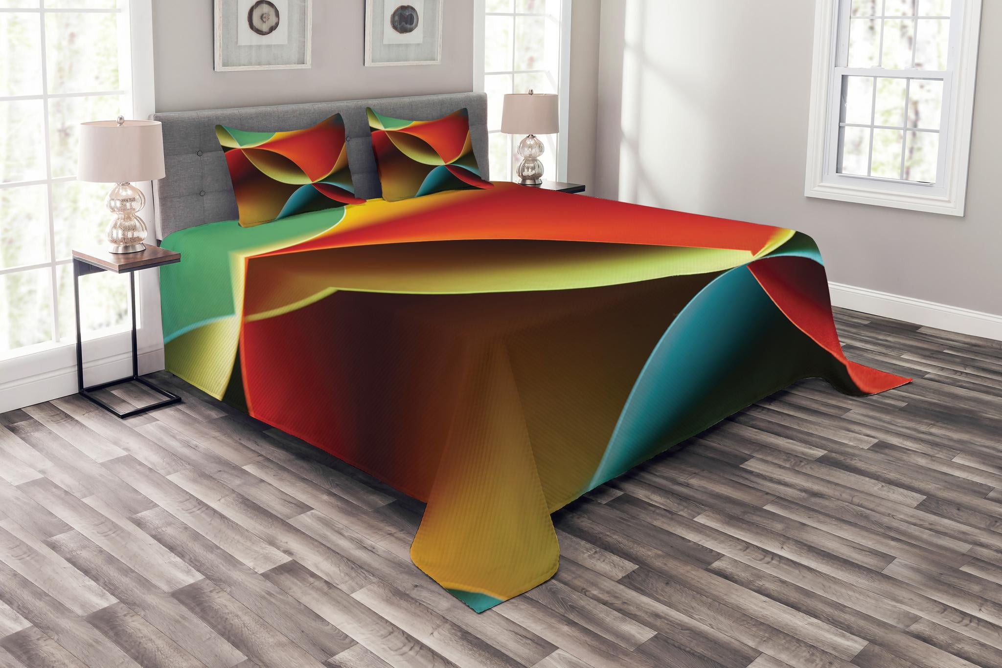 Ambesonne Abstract Quilted Bedspread Set 3 Pcs, Graphic Colored, King ...