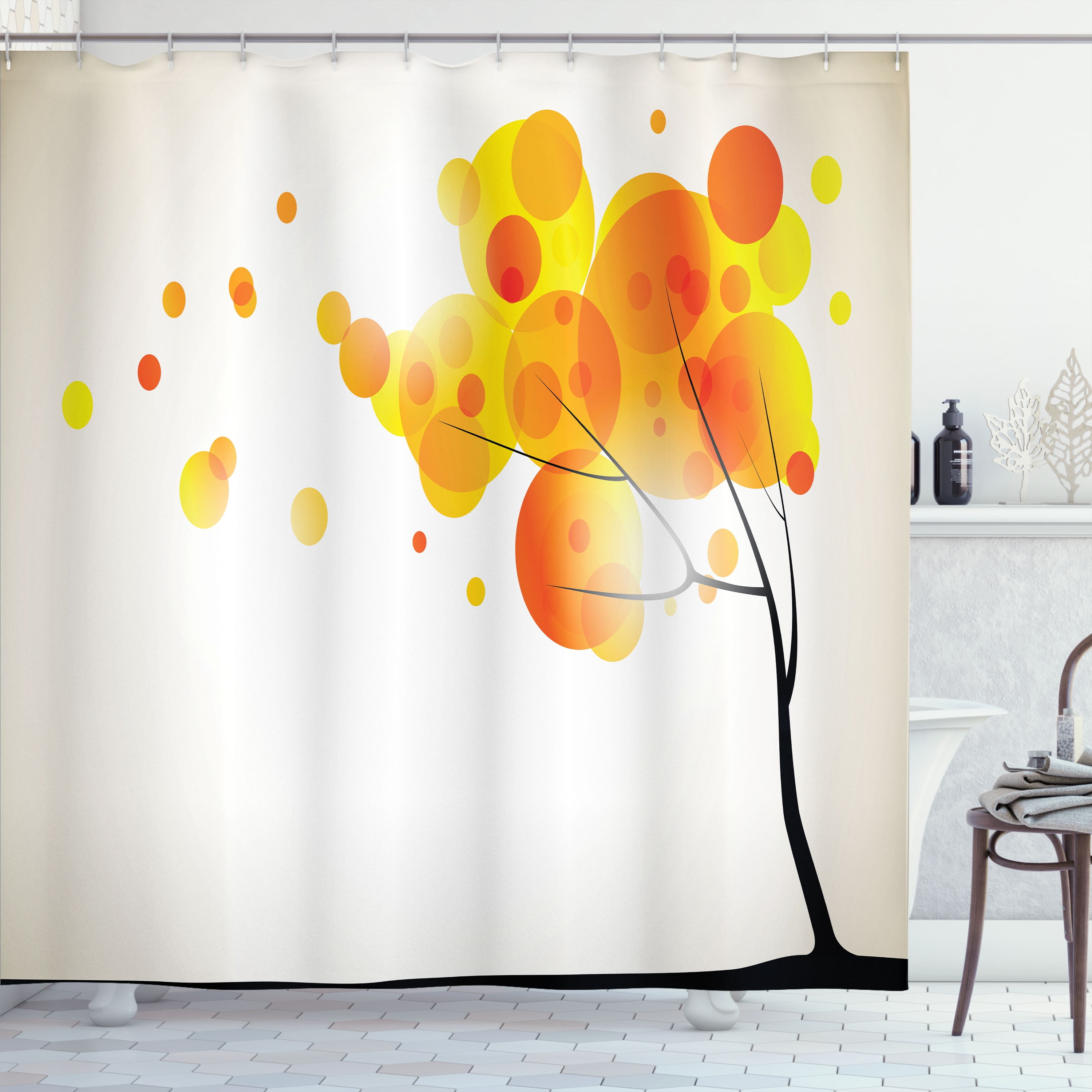 Ambesonne Abstract Shower Curtain Autumn Sun And Trees 69wx70l