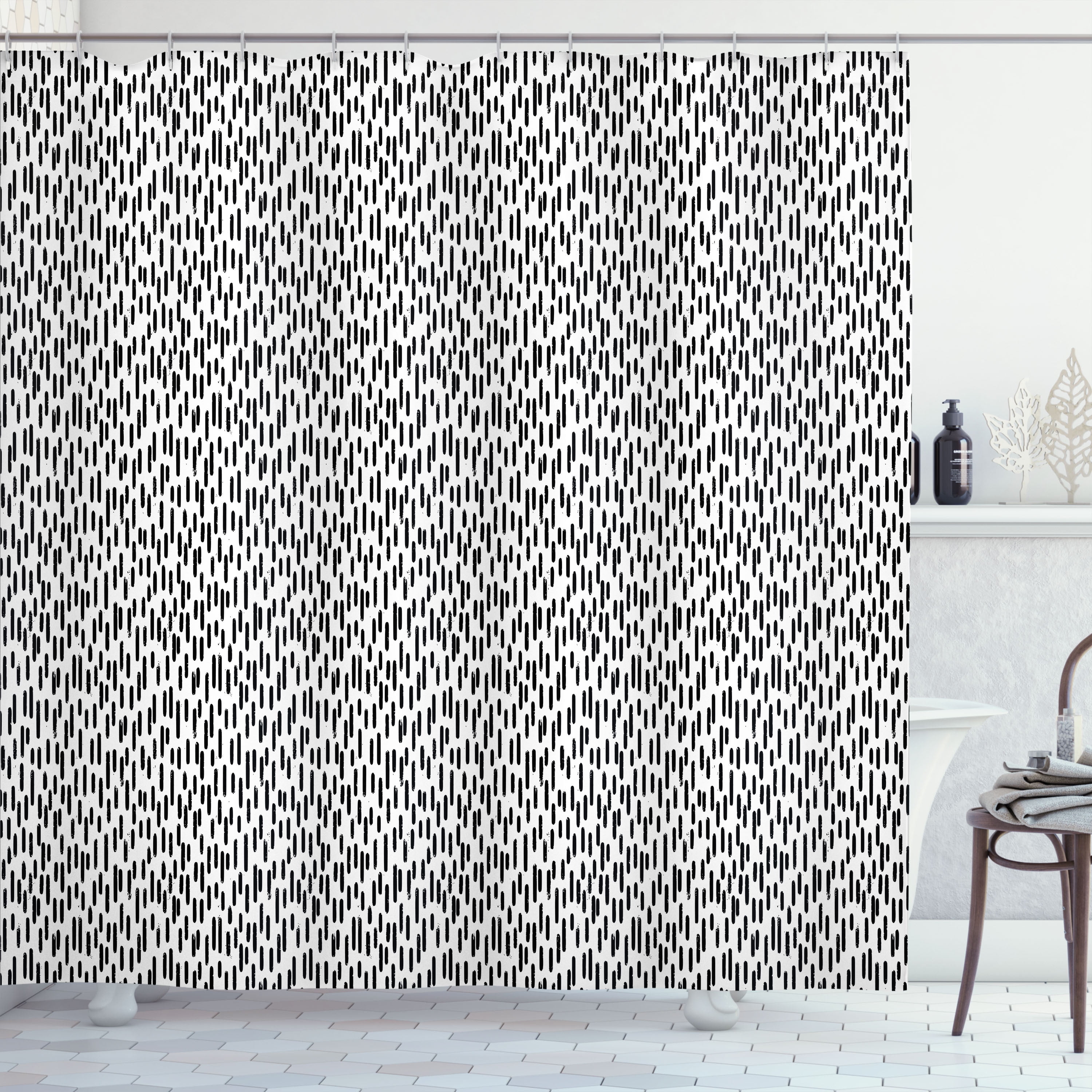 Ambesonne Abstract Shower Curtain, Grungy Vertical Dashes, 69"Wx84"L ...