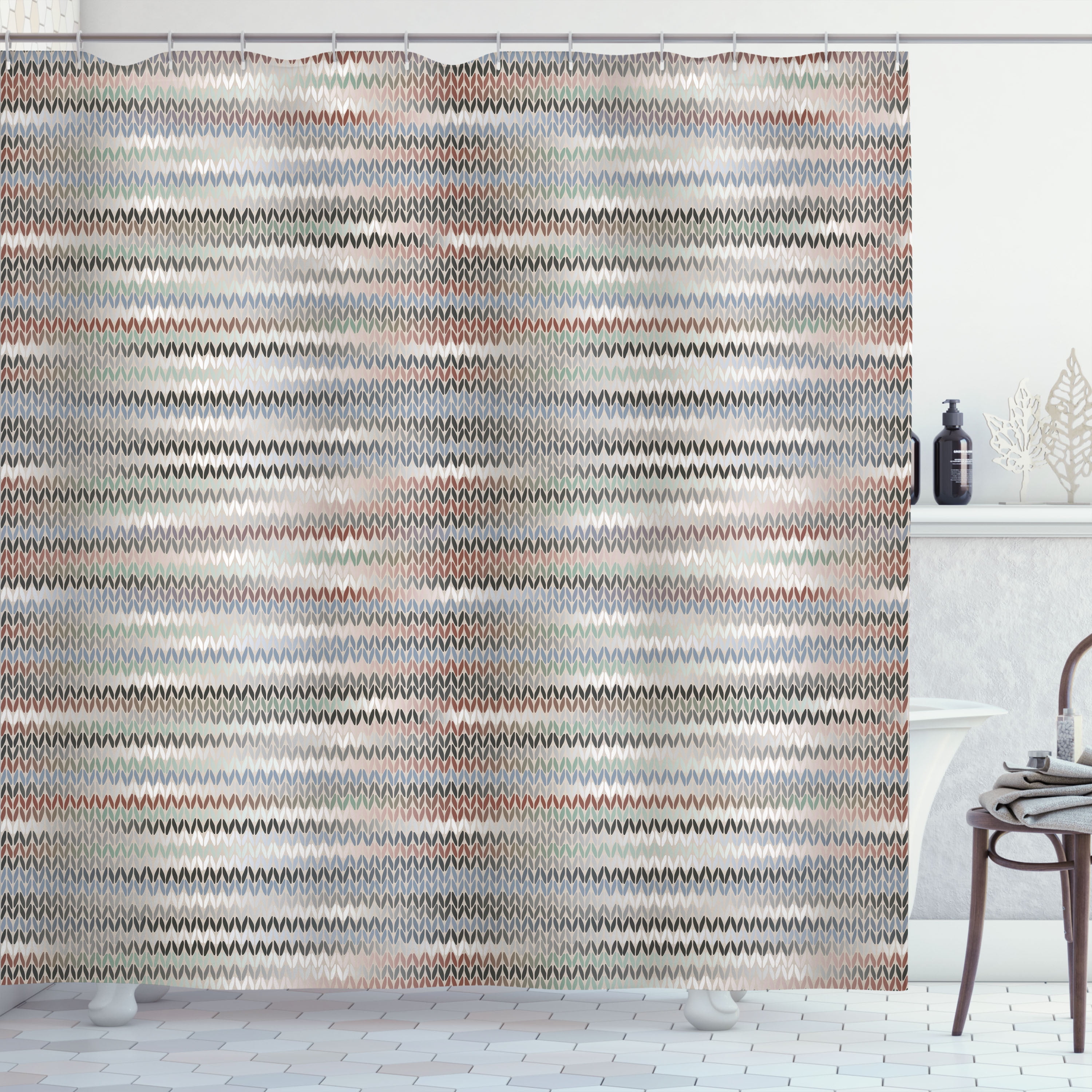 Ambesonne Abstract Shower Curtain, Nostalgic Knit Pattern Art, 69"Wx70 ...