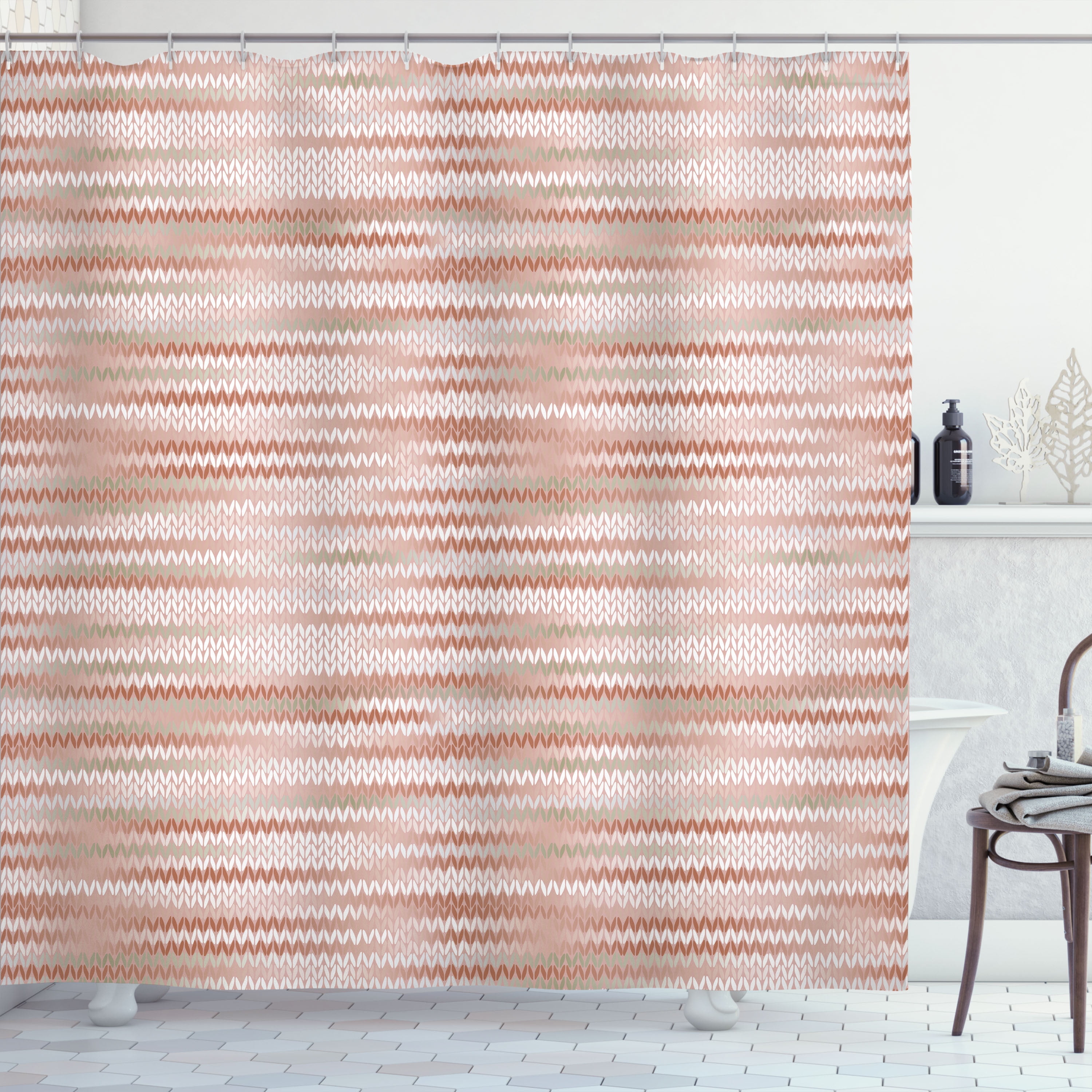 Ambesonne Abstract Shower Curtain, Nostalgic Knit Pattern Art, 69"Wx70 ...