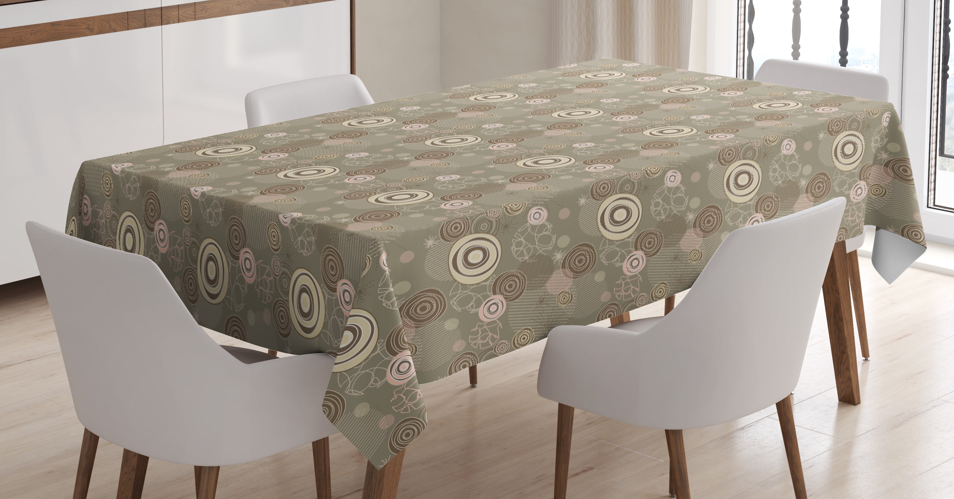 Ambesonne Abstract Tablecloth Rectangular Table Cover, Circles and ...