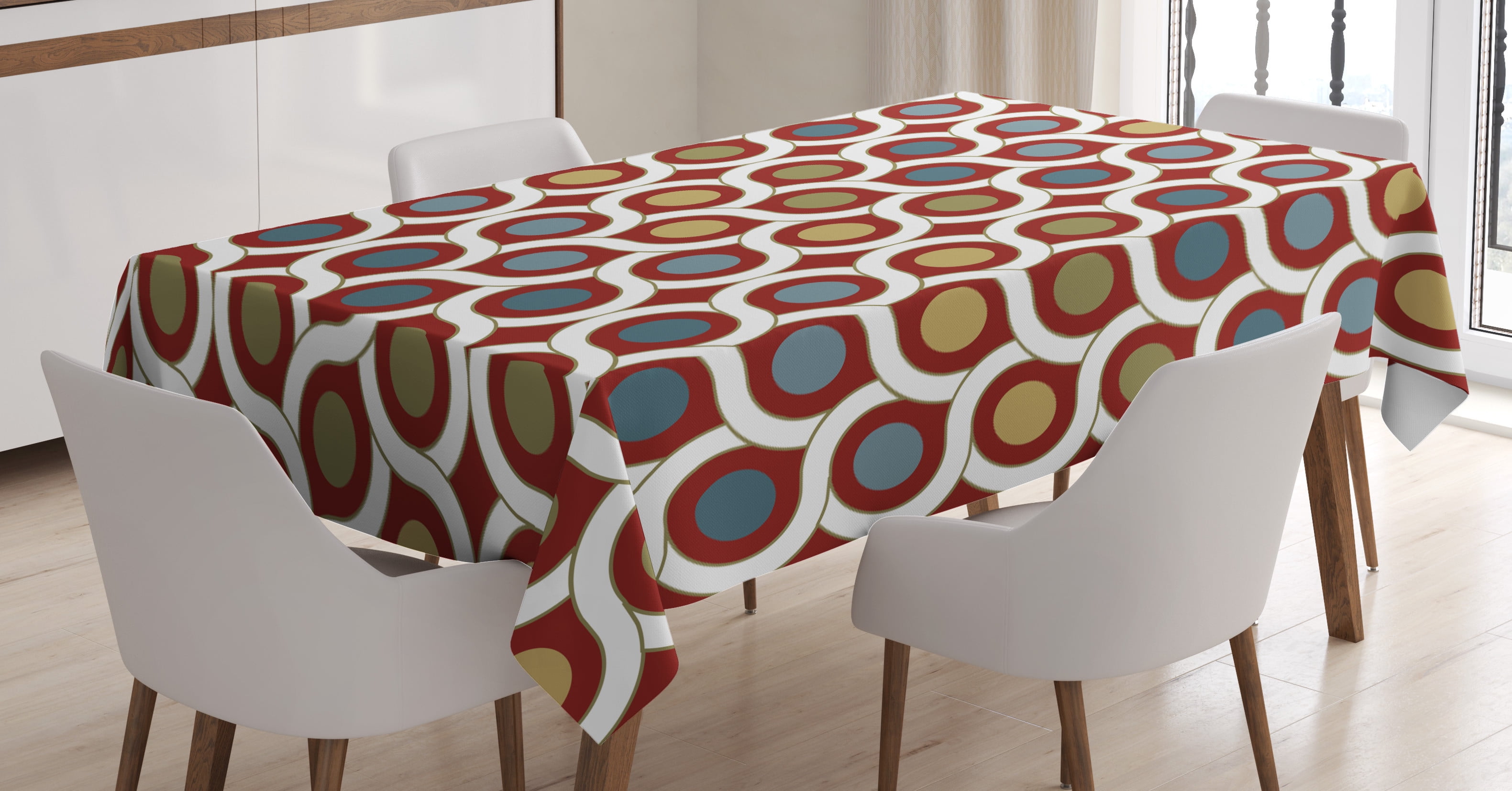 Ambesonne Abstract Tablecloth Rectangular Table Cover, Circular Forms ...