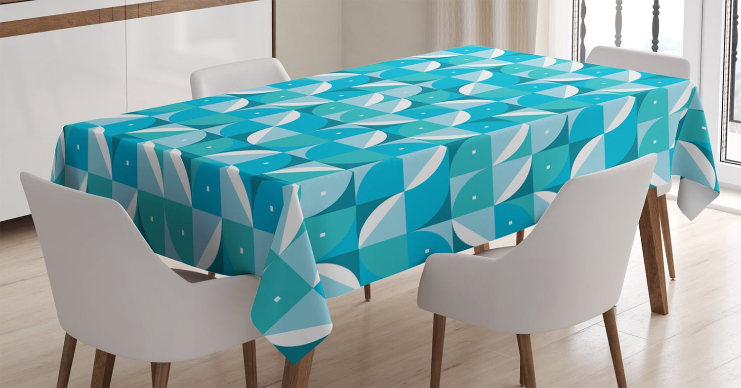 Ambesonne Abstract Tablecloth Rectangular Table Cover, Half Circles ...