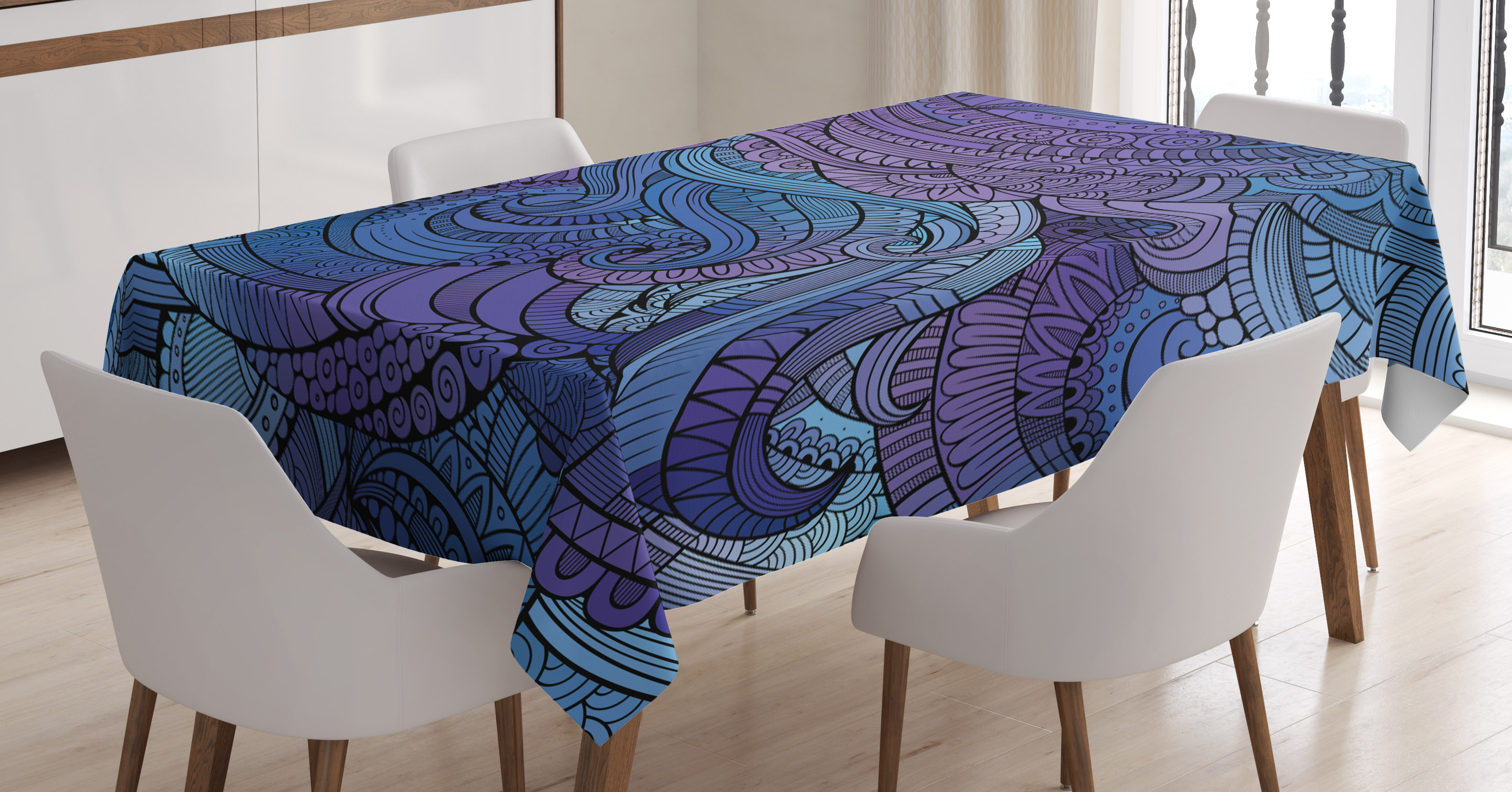 Ambesonne Abstract Tablecloth Rectangular Table Cover, Ocean Inspired ...