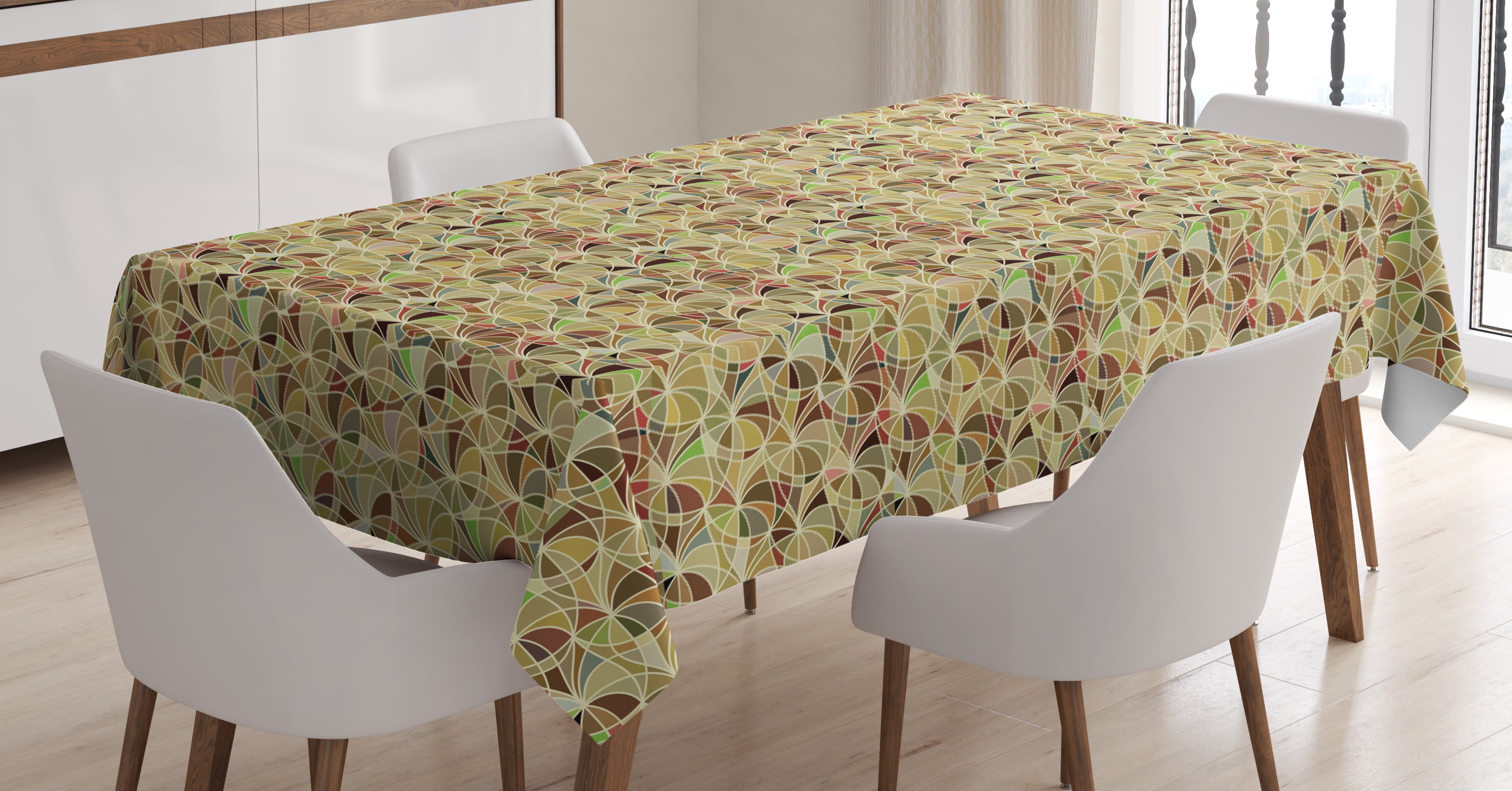 Ambesonne Abstract Tablecloth Rectangular Table Cover, Swirly Entangled ...