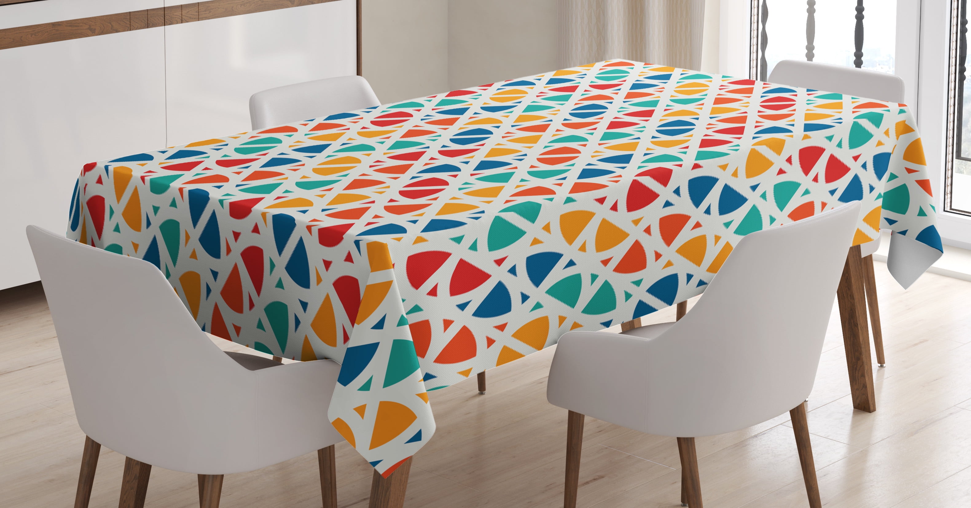 Ambesonne Abstract Tablecloth Rectangular Table Cover, Trippy Geometric ...