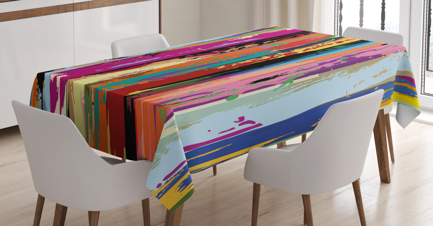 Ambesonne Abstract Tablecloth Rectangular Table Cover, Vibrant Rainbow ...