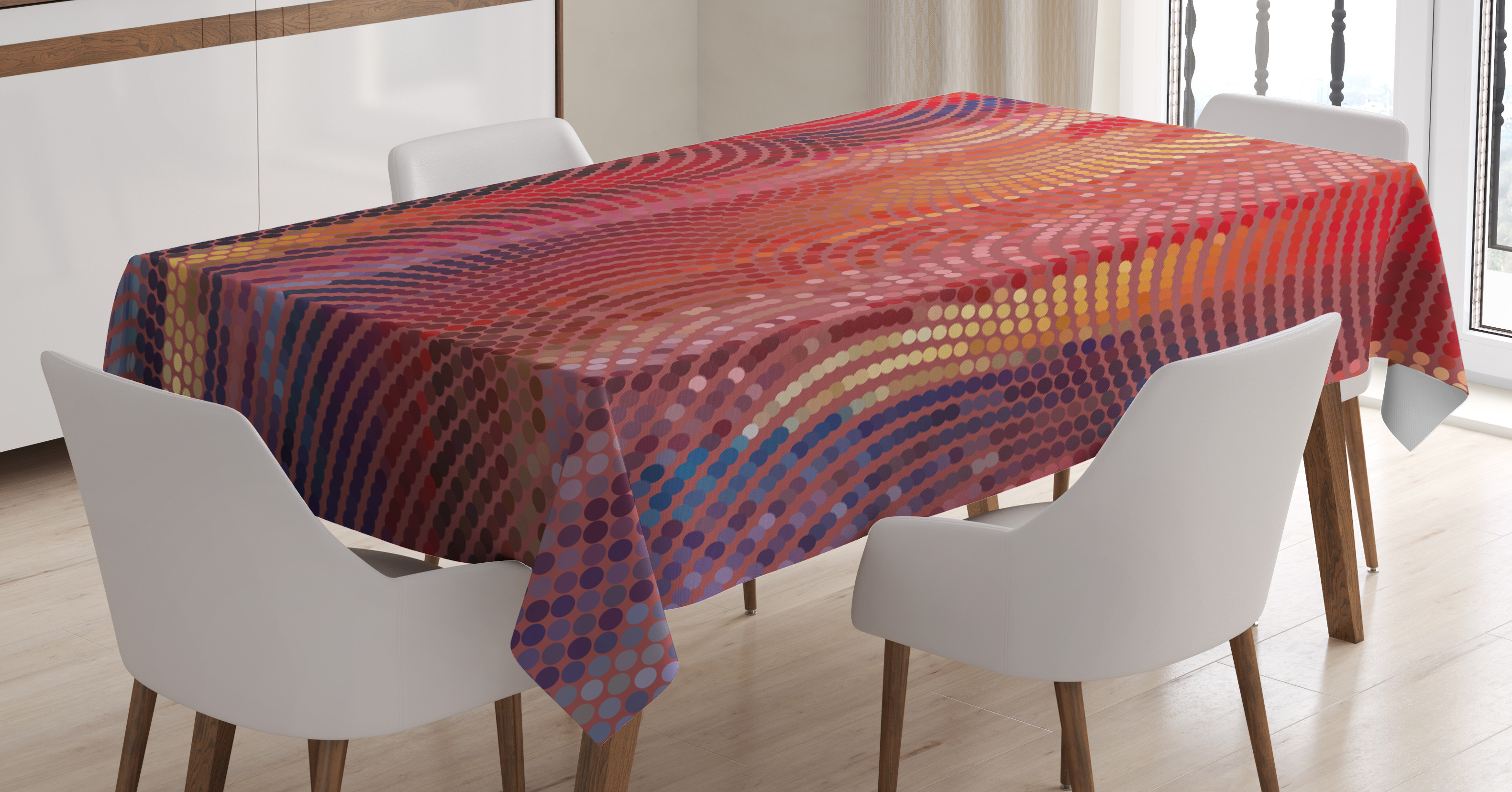 Ambesonne Abstract Tablecloth Rectangular Table Cover, Wavy Mosaic ...