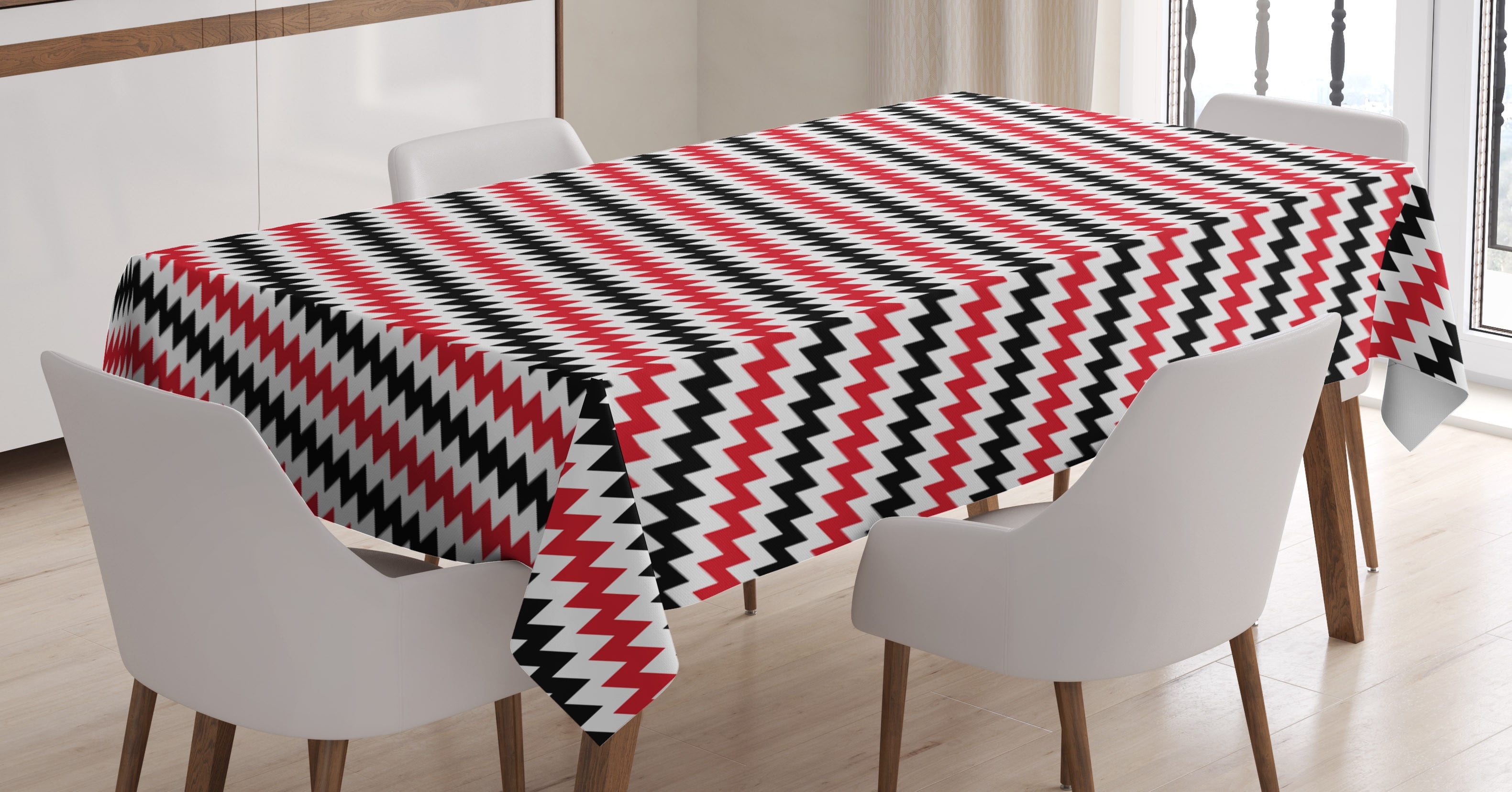 Ambesonne Abstract Tablecloth Rectangular Table Cover, Zigzag Chevron ...