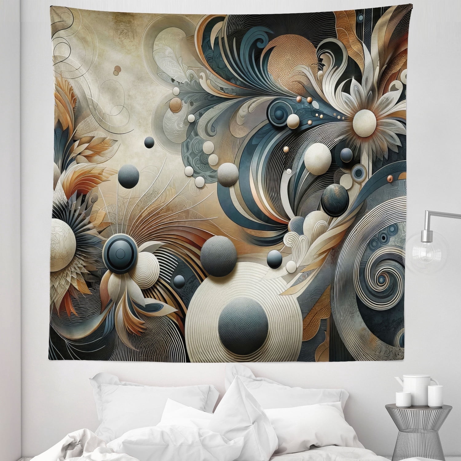 Ambesonne Abstract Tapestry Queen Size, Surreal Swirling Posh Art, 88 ...