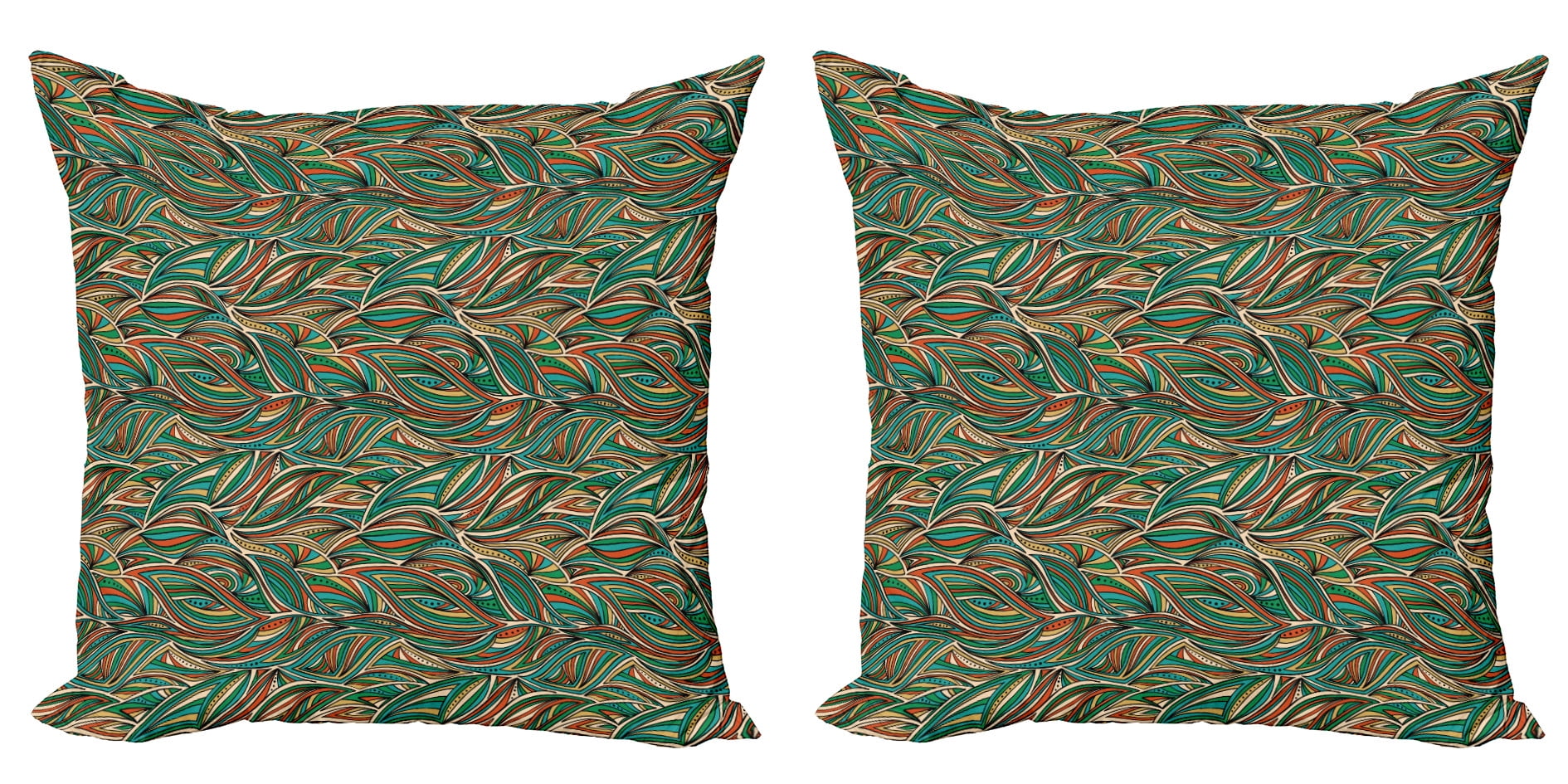 Ambesonne Abstract Throw Pillow Cover 2 Pack, Colorful Swirled Lines ...