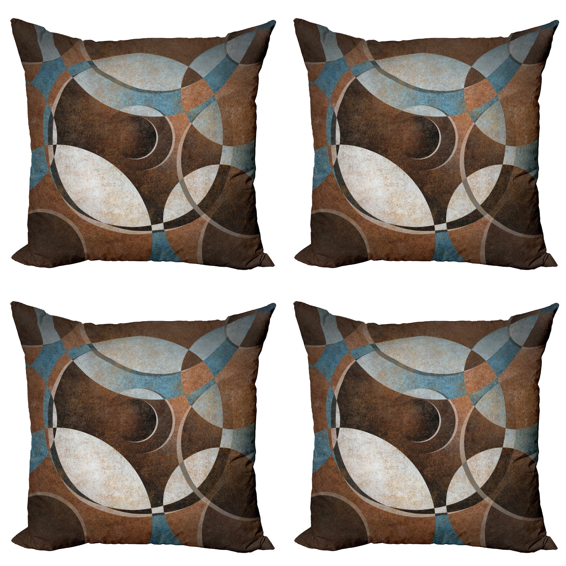 Ambesonne Abstract Throw Pillow Cover 4 Pack, Grunge Vintage Rounds, 20 ...