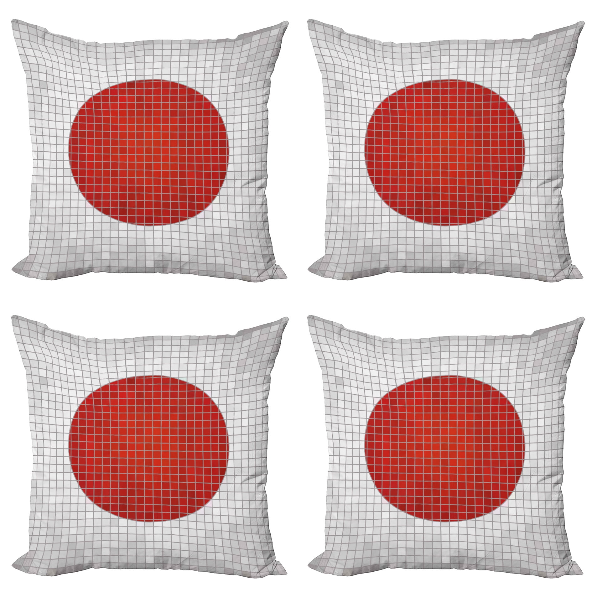 Ambesonne Abstract Throw Pillow Cover 4 Pack, Mosaic Style Oval Shape ...